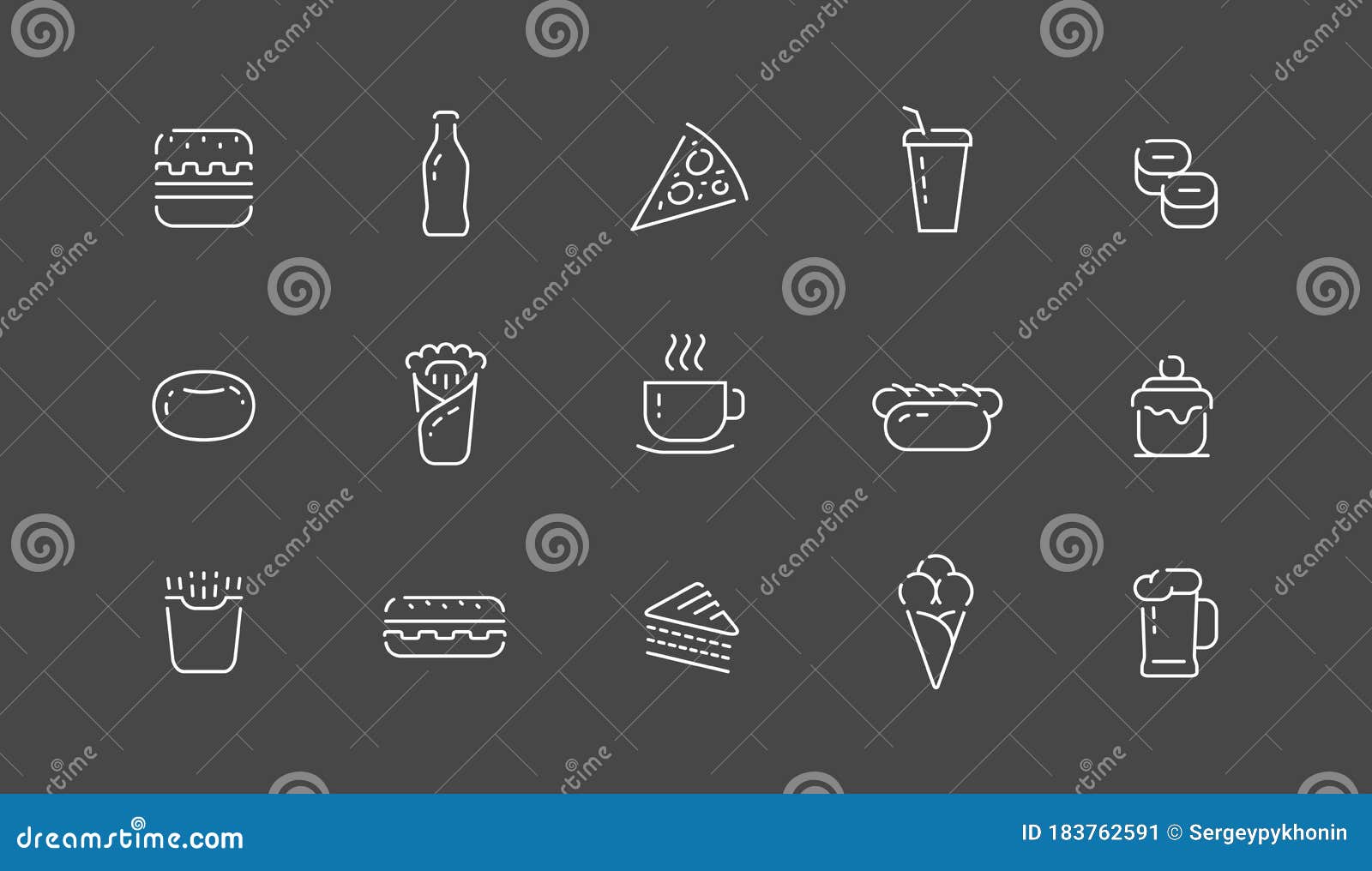 Food Icon Set in Linear Style. Items Collection for Web Application ...