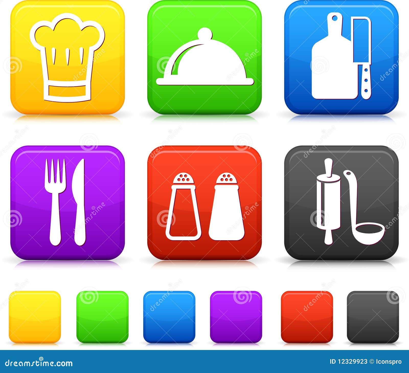 Food Icond on Square Internet Buttons Stock Illustration - Illustration ...
