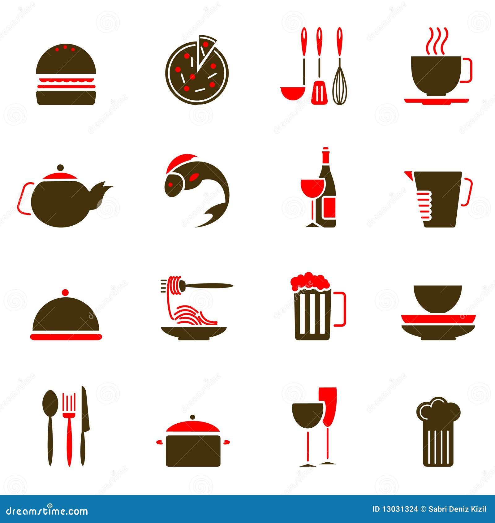 Food icons stock vector. Illustration of spaghetti, fish - 13031324