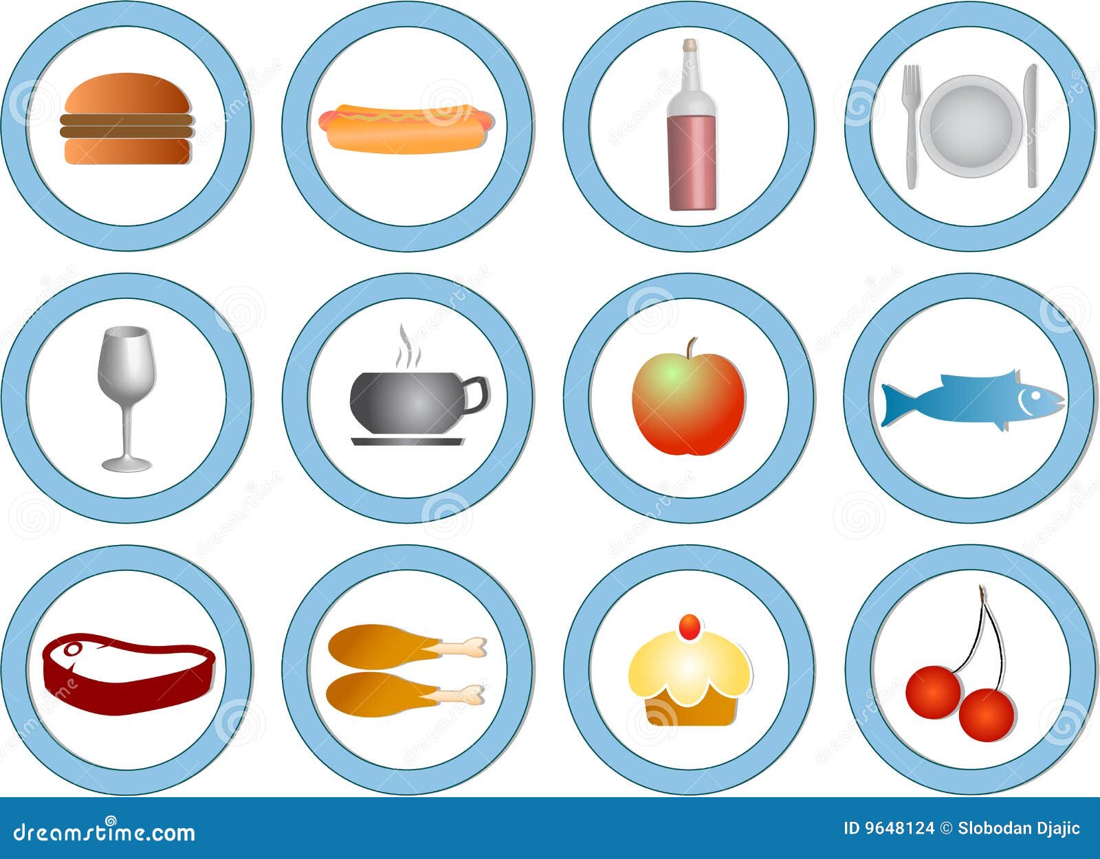 Food icons stock vector. Illustration of cafeteria, hamburger - 9648124