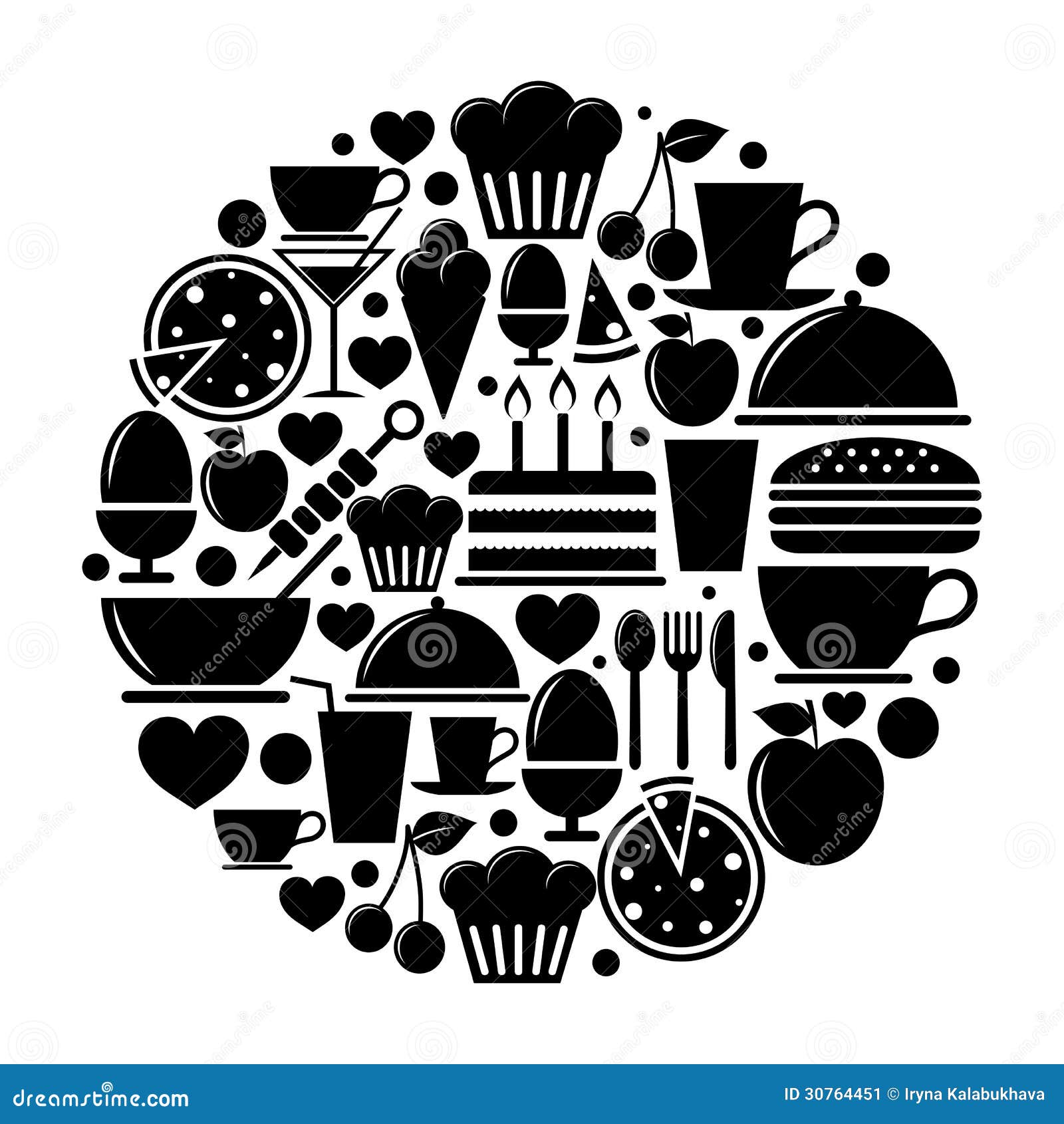 Food icons in circle stock vector. Illustration of fruit - 30764451