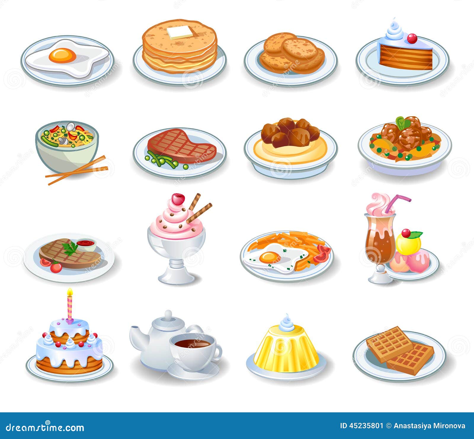 Food icons stock vector. Illustration of pancakes, induction - 45235801