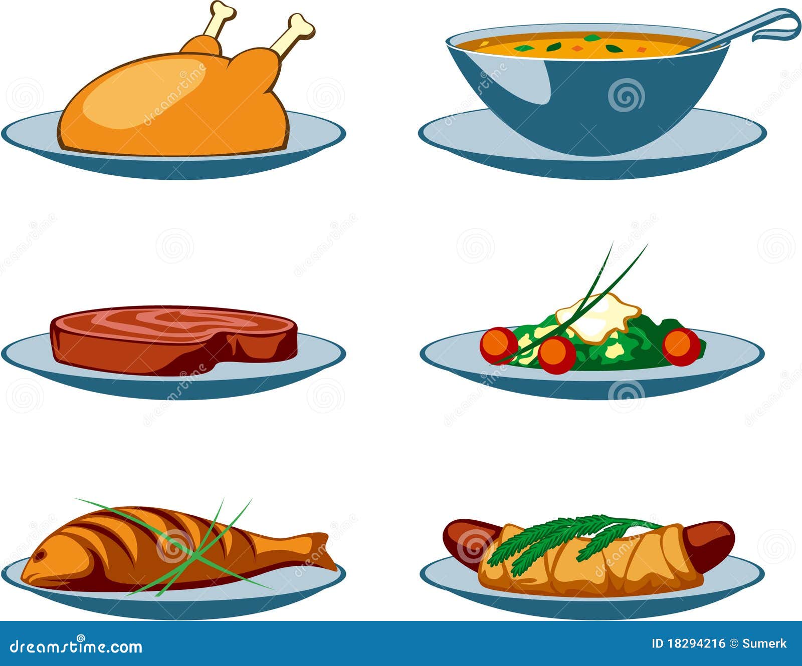 Food Icons main stock vector. Illustration of steak, fish - 18294216