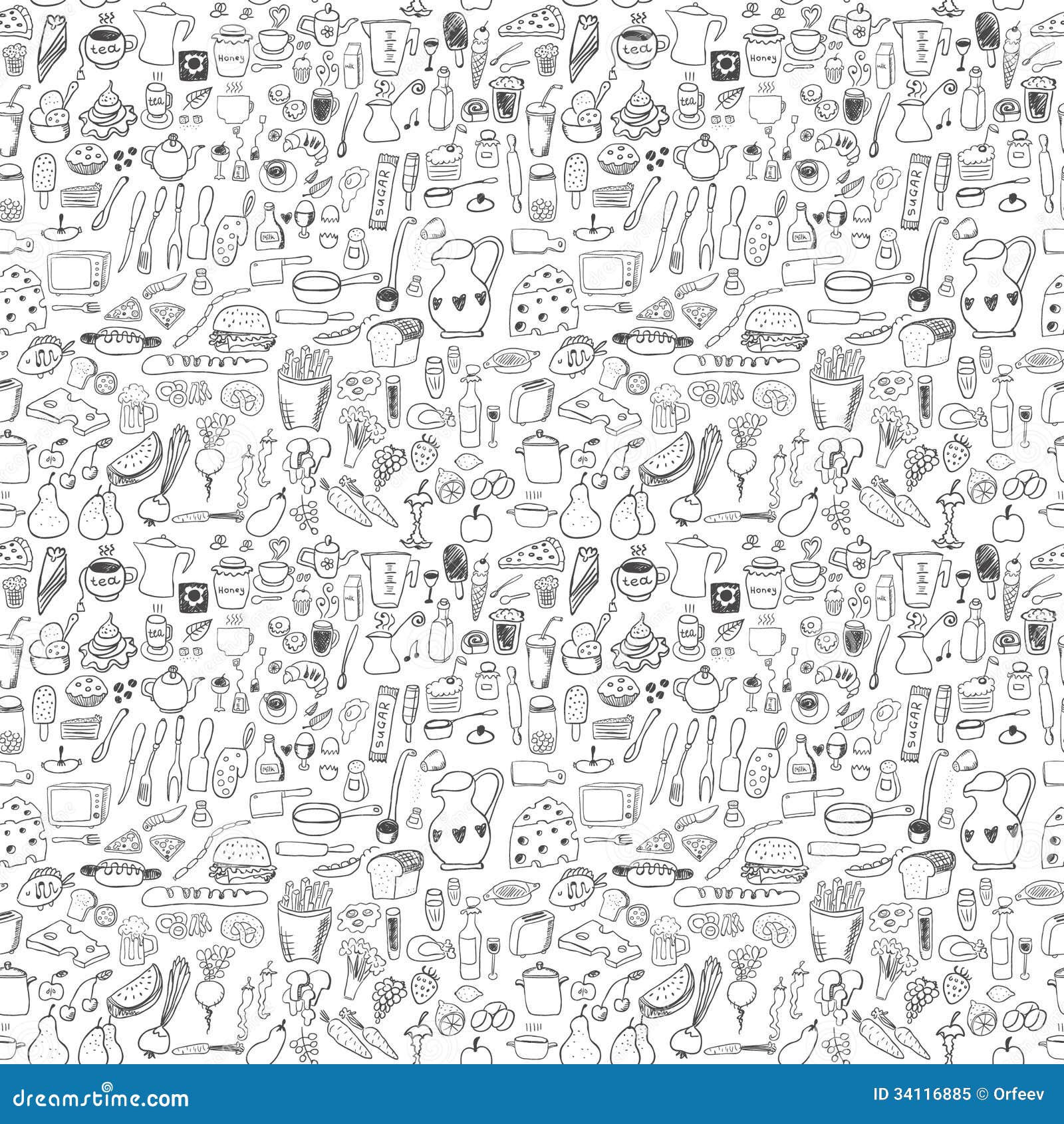 Food Icons Seamless Pattern Stock Vector - Illustration of collection ...