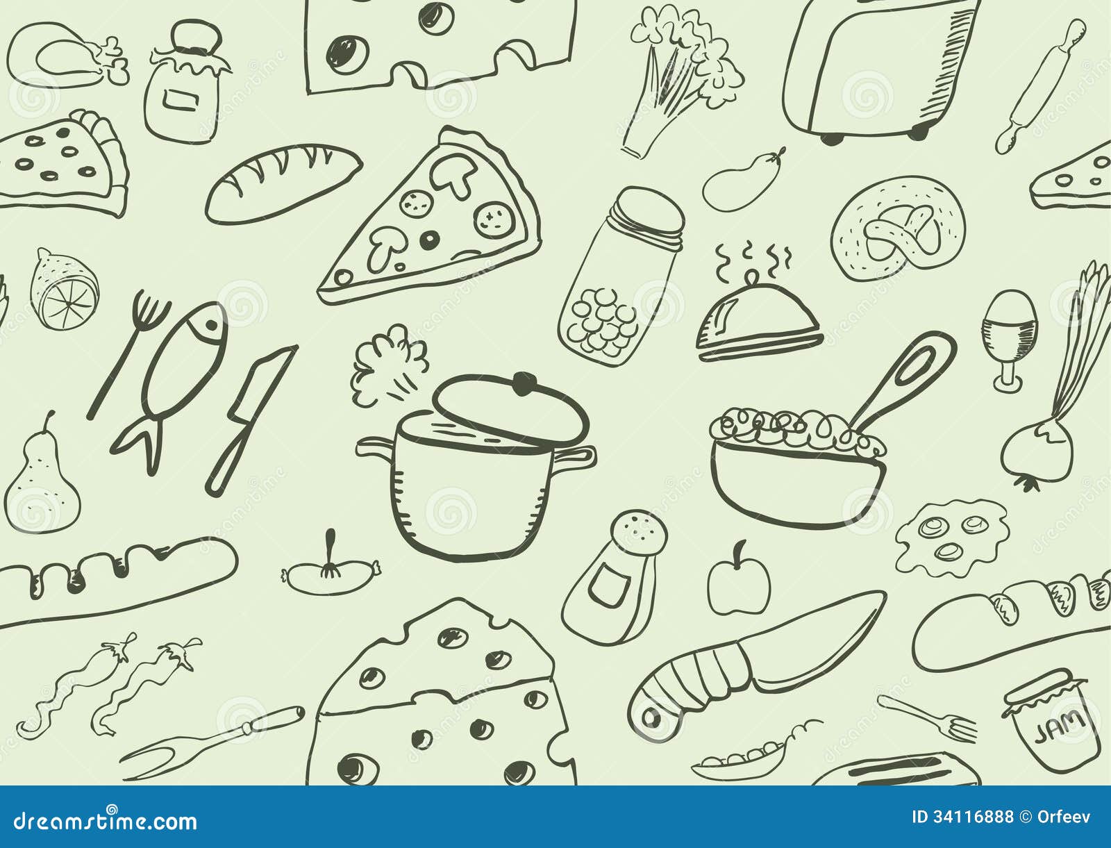 Food Icons Seamless Pattern Stock Vector - Illustration of chicken ...