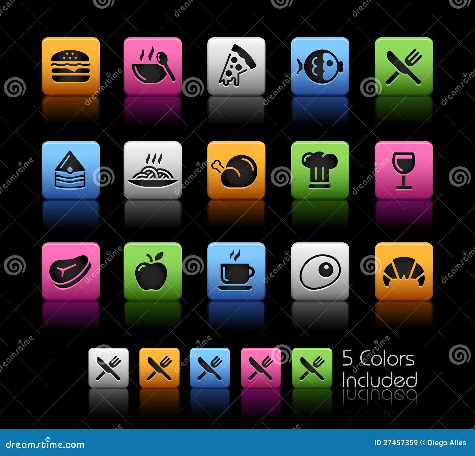 Food Icons - Set 1 // Color Box Stock Vector - Illustration of burger ...