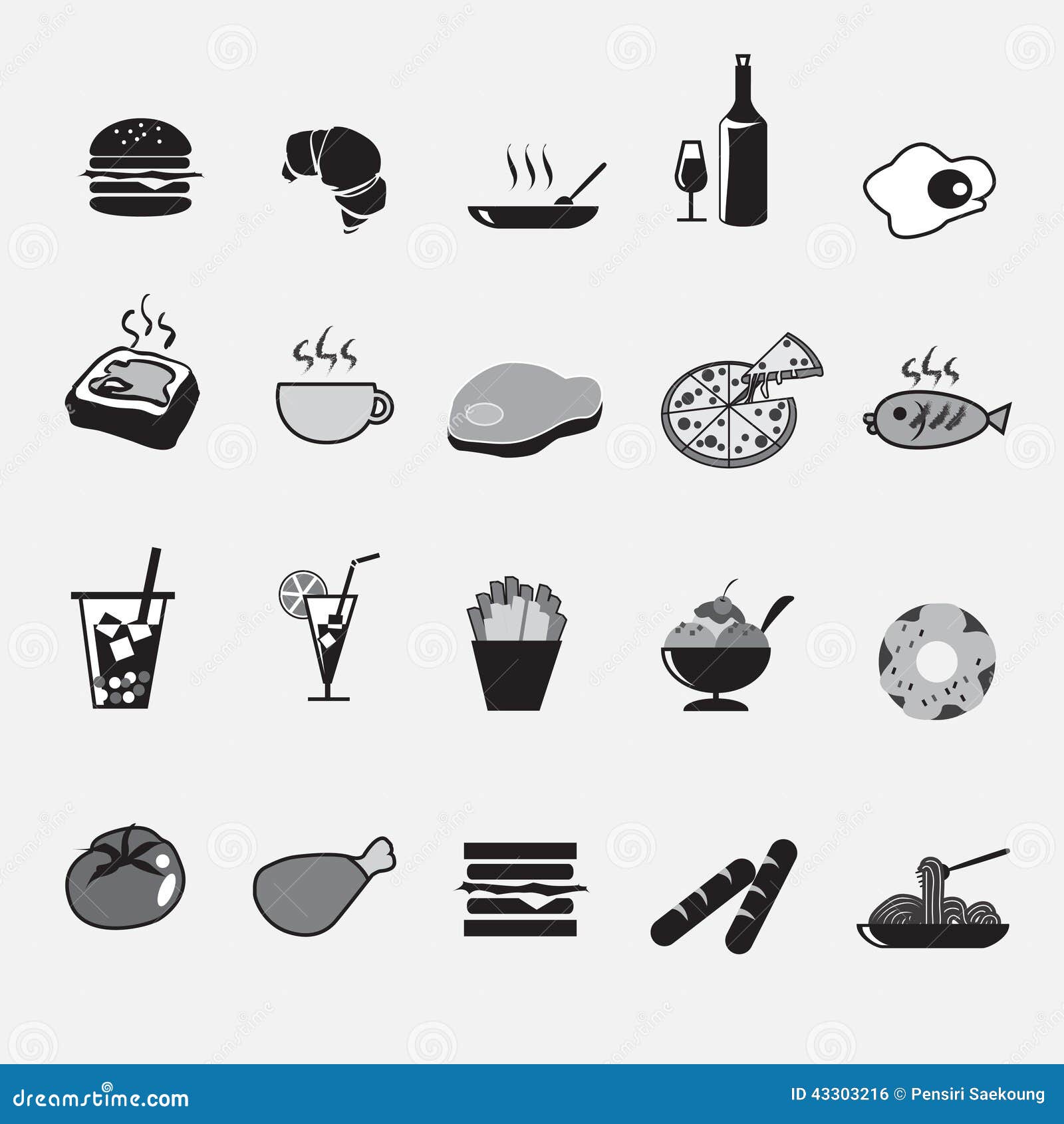 Food icons set stock vector. Illustration of chef, dinner - 43303216