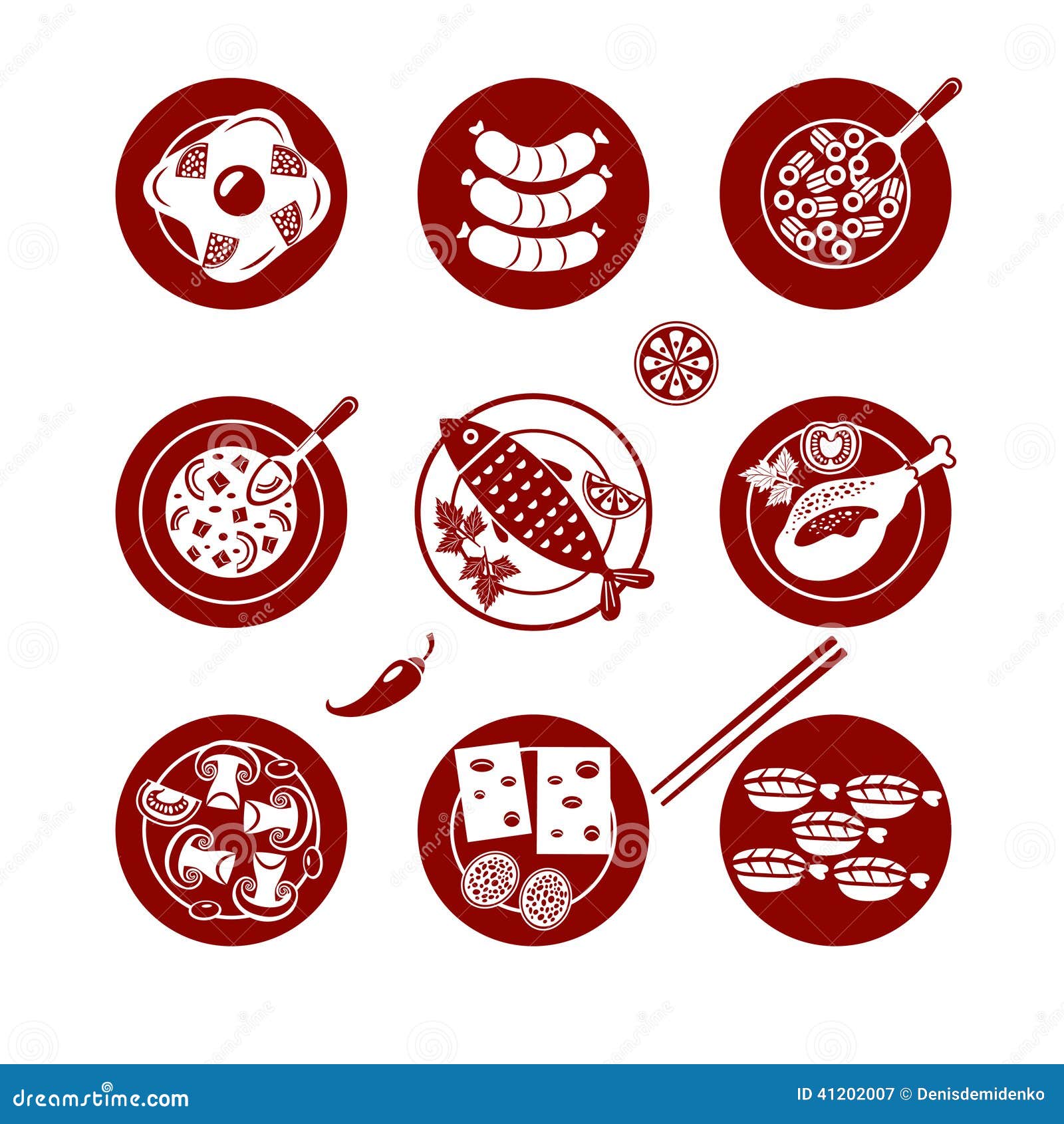 Food icons set. stock vector. Illustration of cheese - 41202007