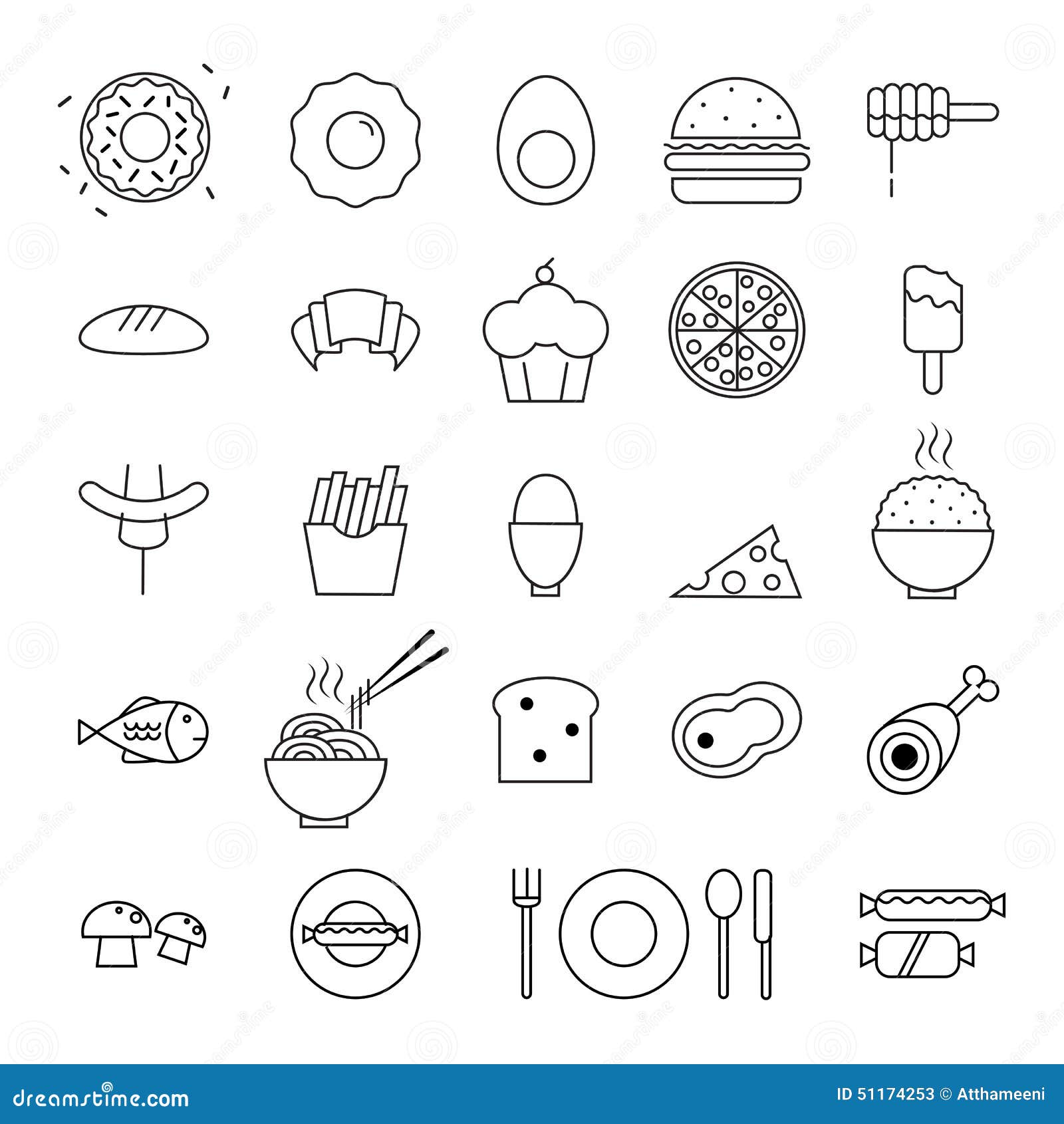 Food Icons Set Illustration Stock Illustration - Illustration of menu ...