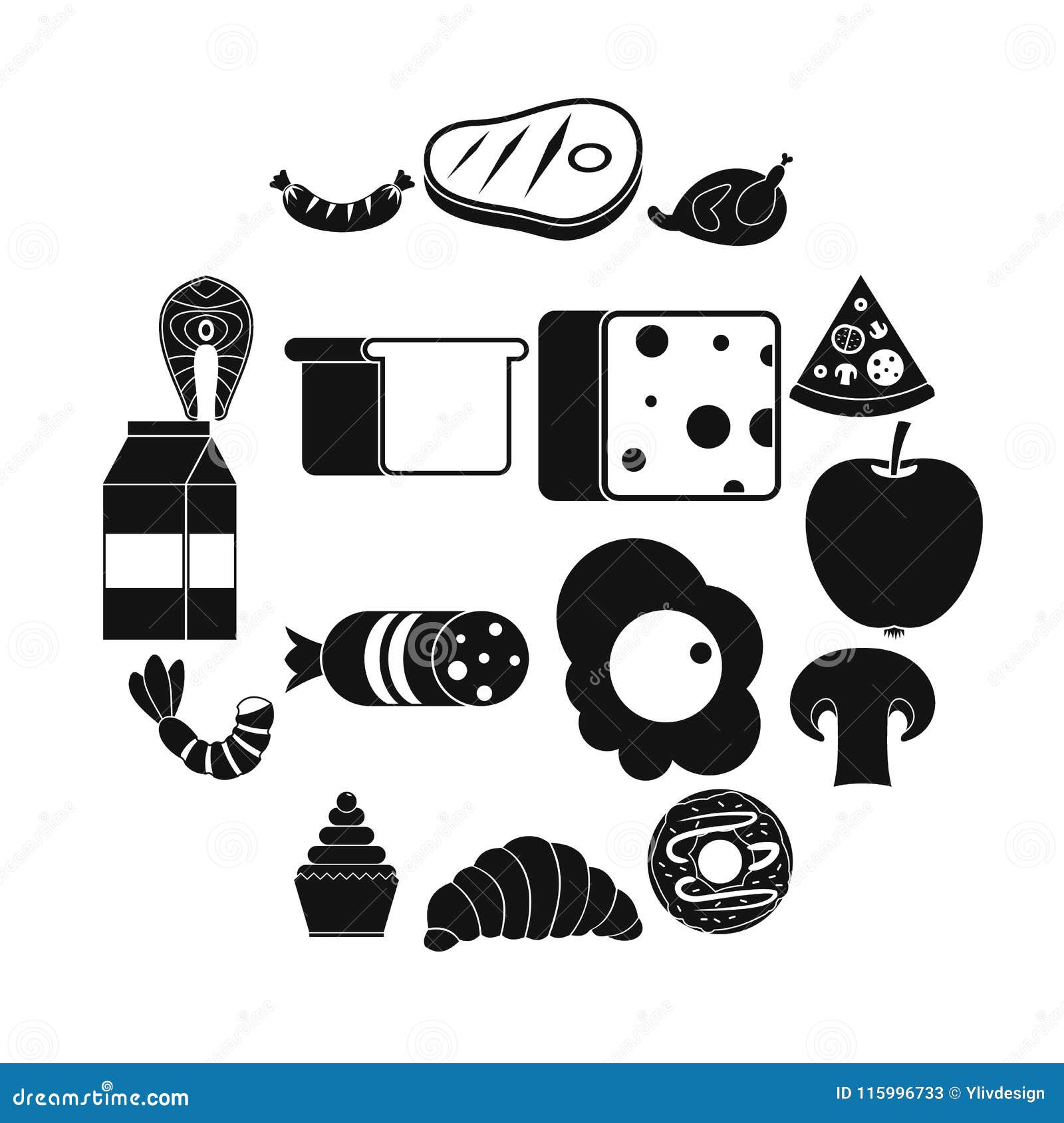 Food Icons Set, Simple Style Stock Vector - Illustration of fresh, cold ...