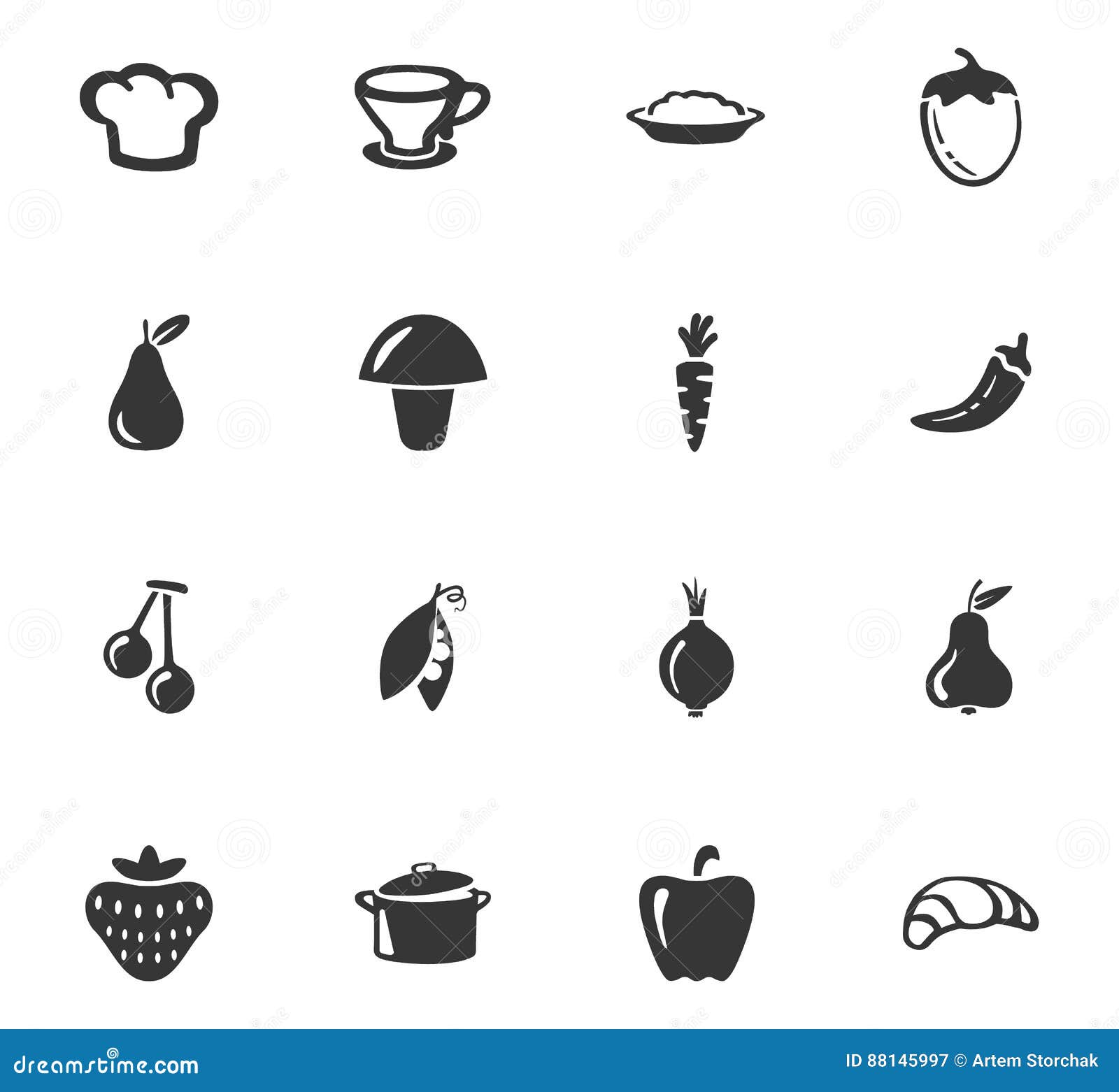 Food icons set stock vector. Illustration of groceries - 88145997