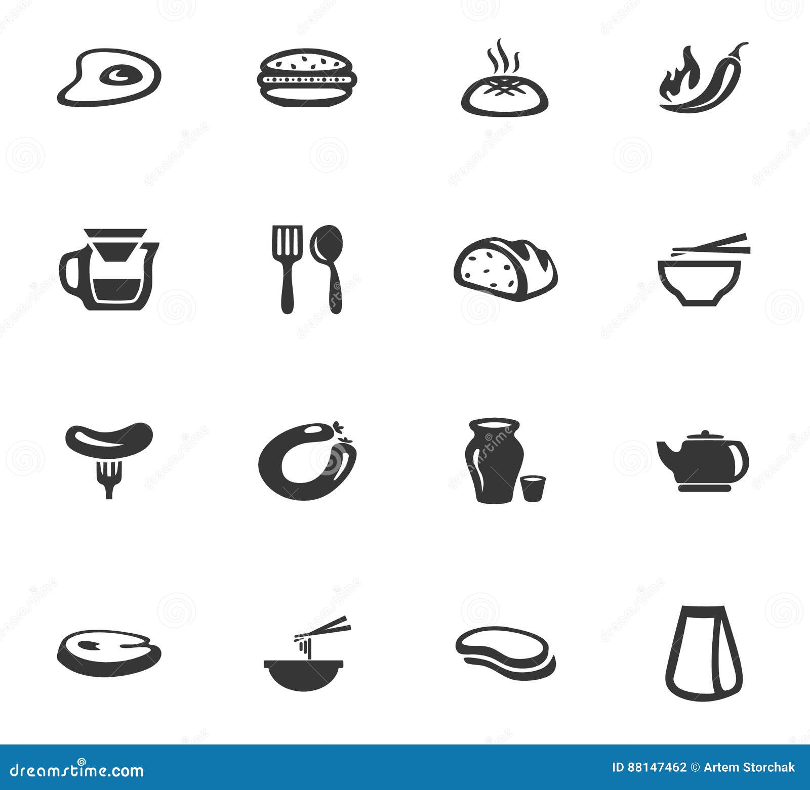 Food icons set stock vector. Illustration of fruit, elements - 88147462