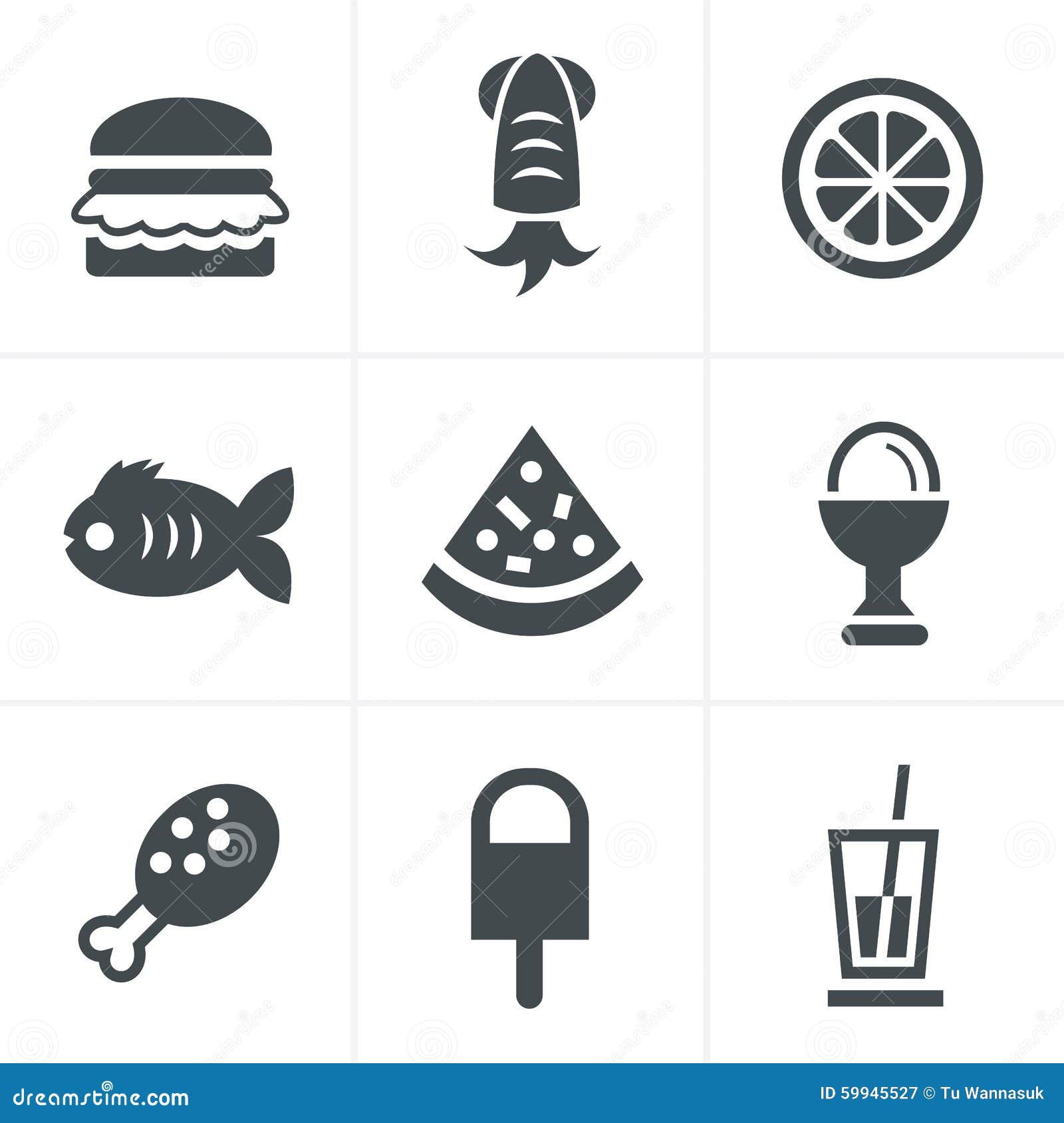 Food Icons Set, Vector Design Stock Illustration - Illustration of ...