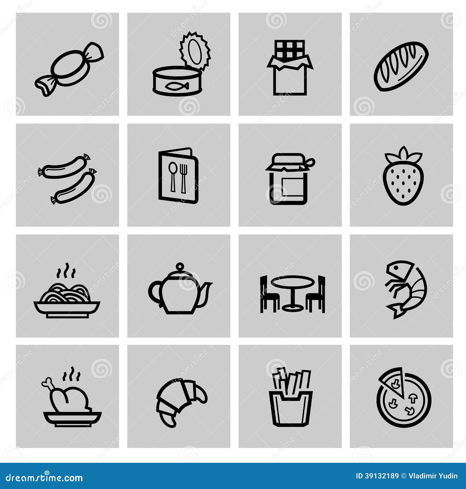 Food icons set stock vector. Illustration of strawberries - 39132189