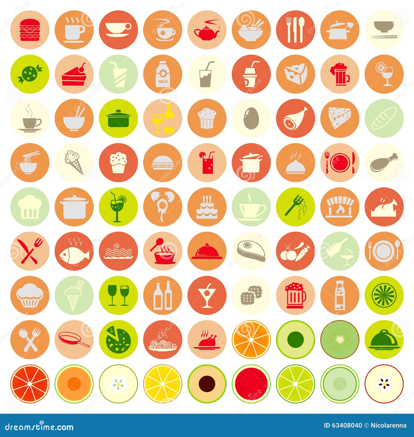 Food Icons Set stock illustration. Illustration of boiling - 63408040