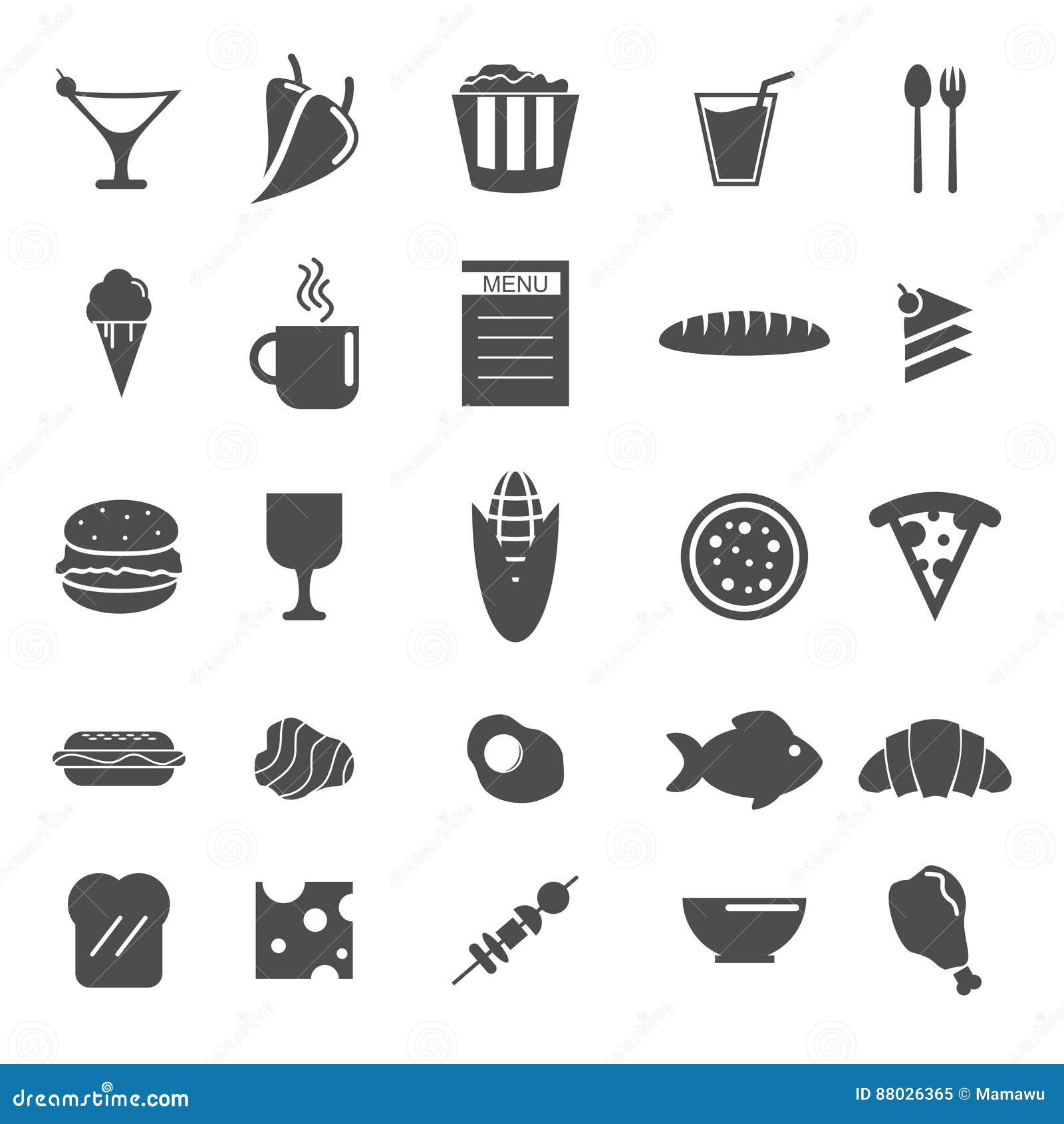 Food Icons stock vector. Illustration of kitchen, fried - 88026365