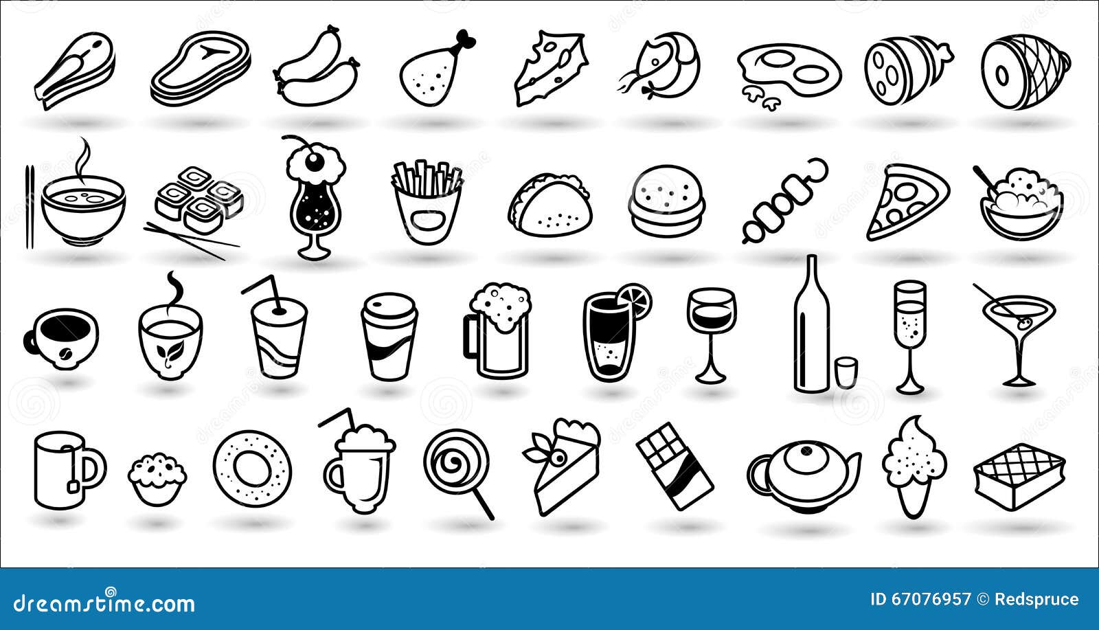 Food Icons Vector Collection Stock Vector - Illustration of food ...