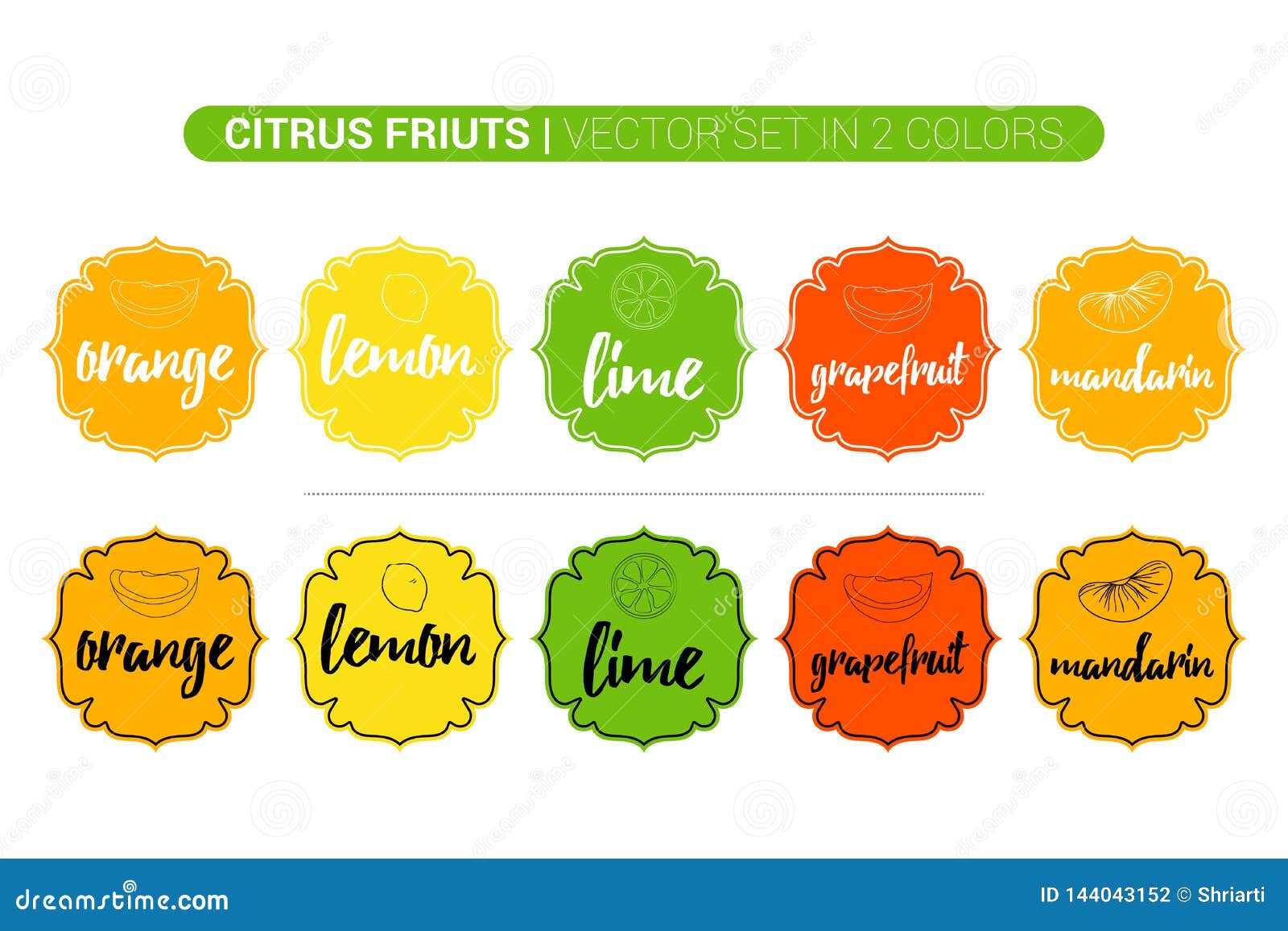 Citrus Fruit Colorful Labels of Lemon, Orange, Lime, Grapefruit ...