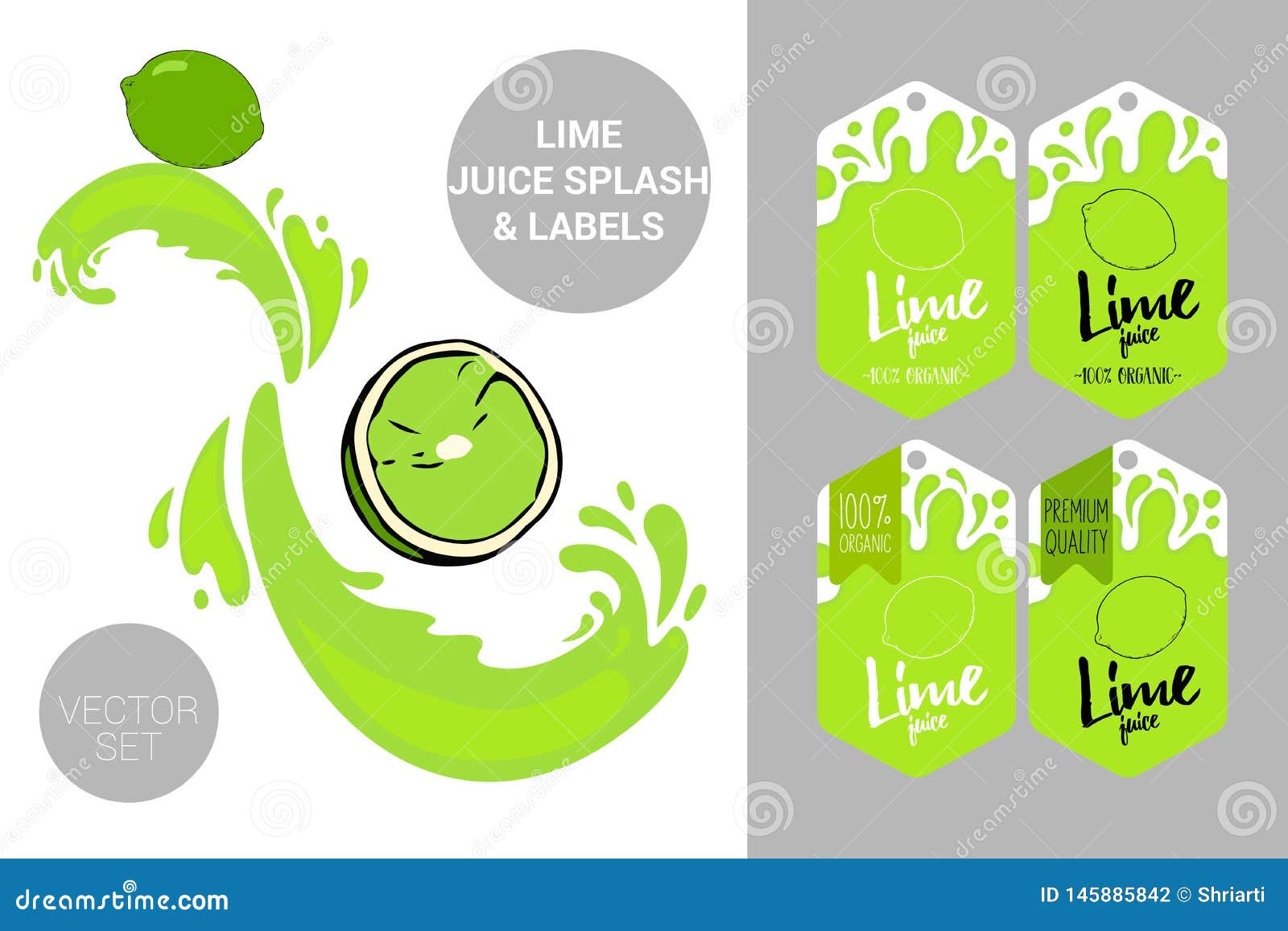 Organic Fruit Labels Tags and Lime Juice Text. Colorful Tropical ...