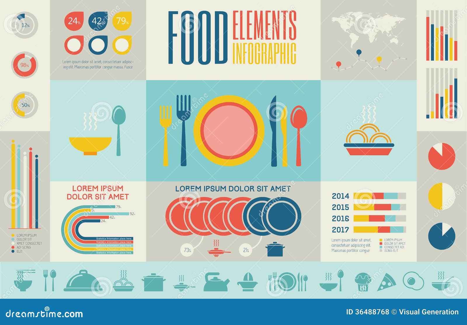 Food Infographic Template. stock vector. Illustration of flat - 36488768