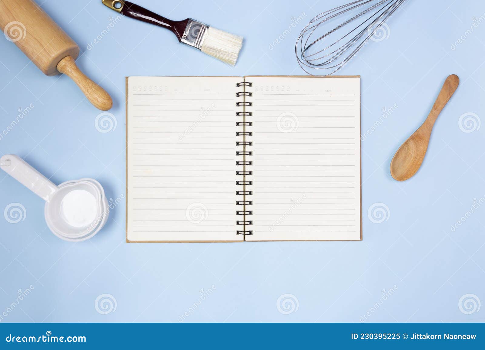 Food Ingredients on a Blue Background Stock Image - Image of baking ...