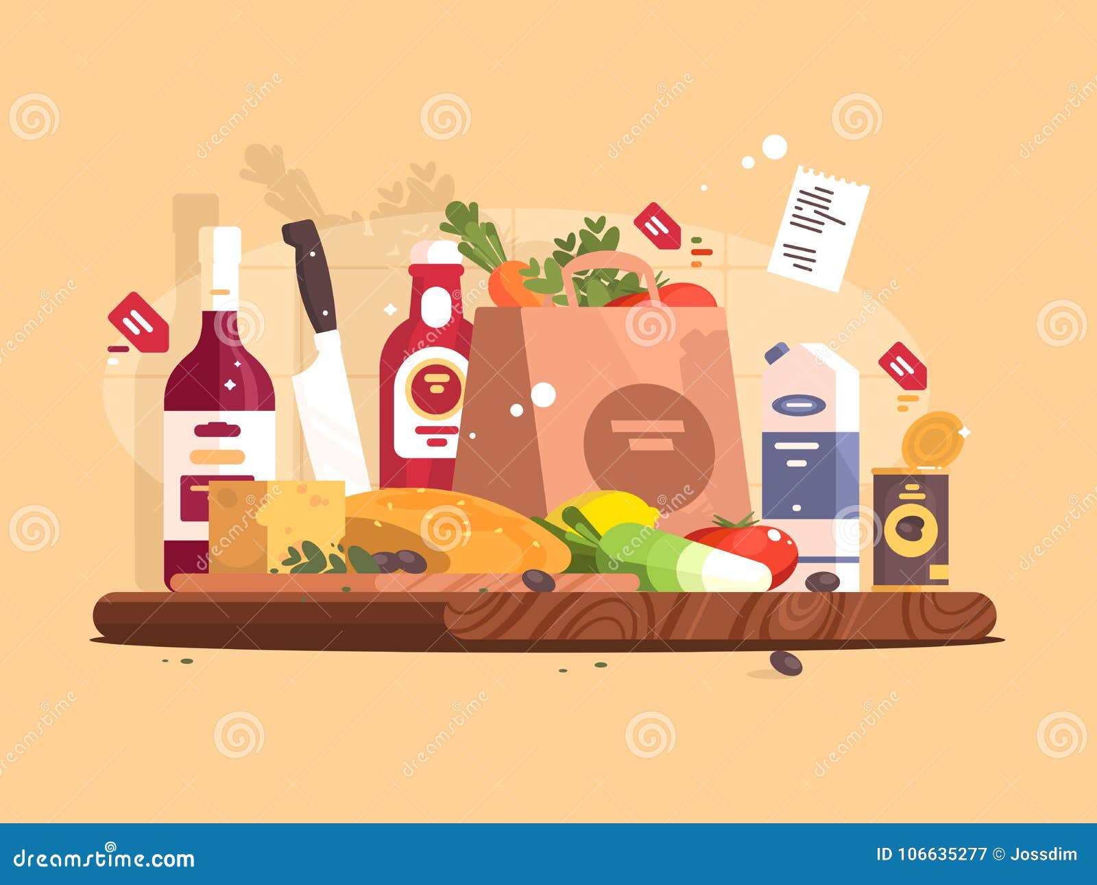 Food and Ingredients for Cooking Stock Vector - Illustration of concept ...