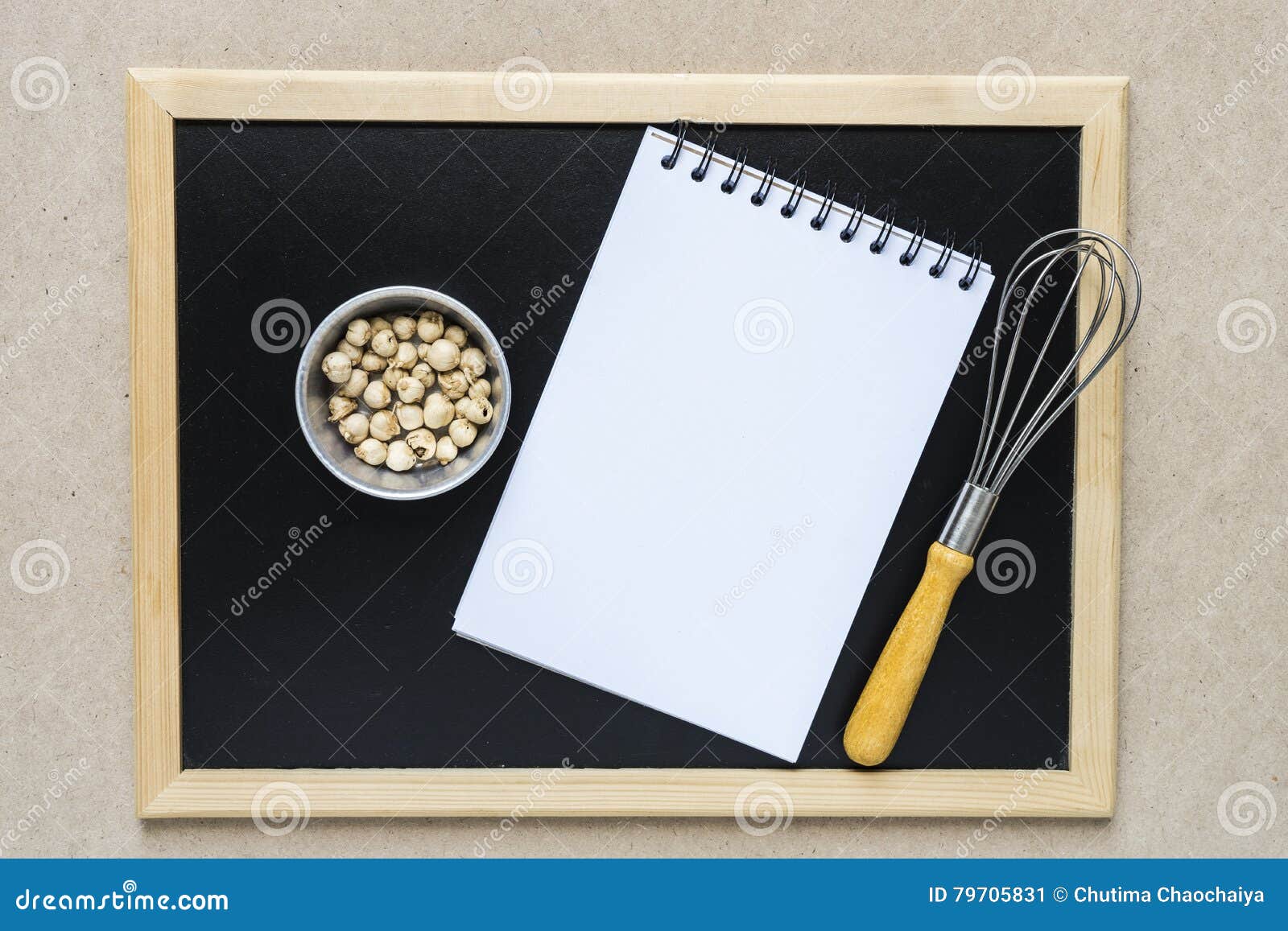 Food Ingredients ,kitchen Utensils, Notebook and Blackboard for Stock ...