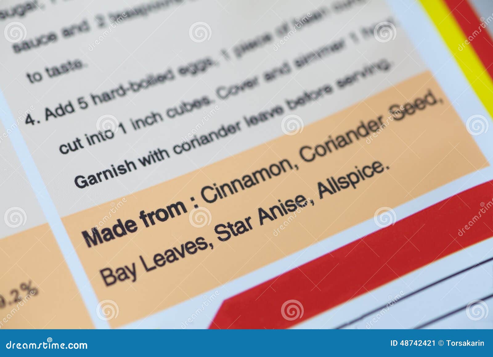 Food ingredients label stock image. Image of food, menu - 48742421