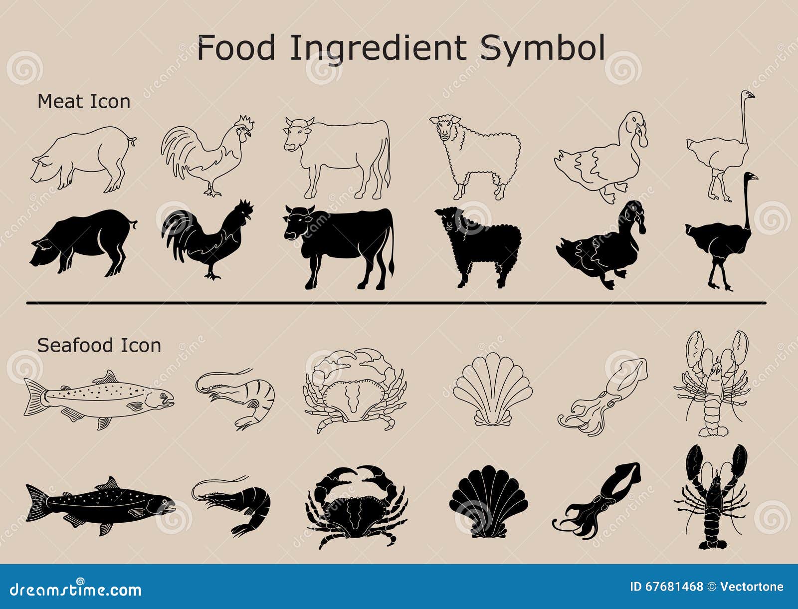 Food Ingredients symbol. stock vector. Illustration of silhouettes ...