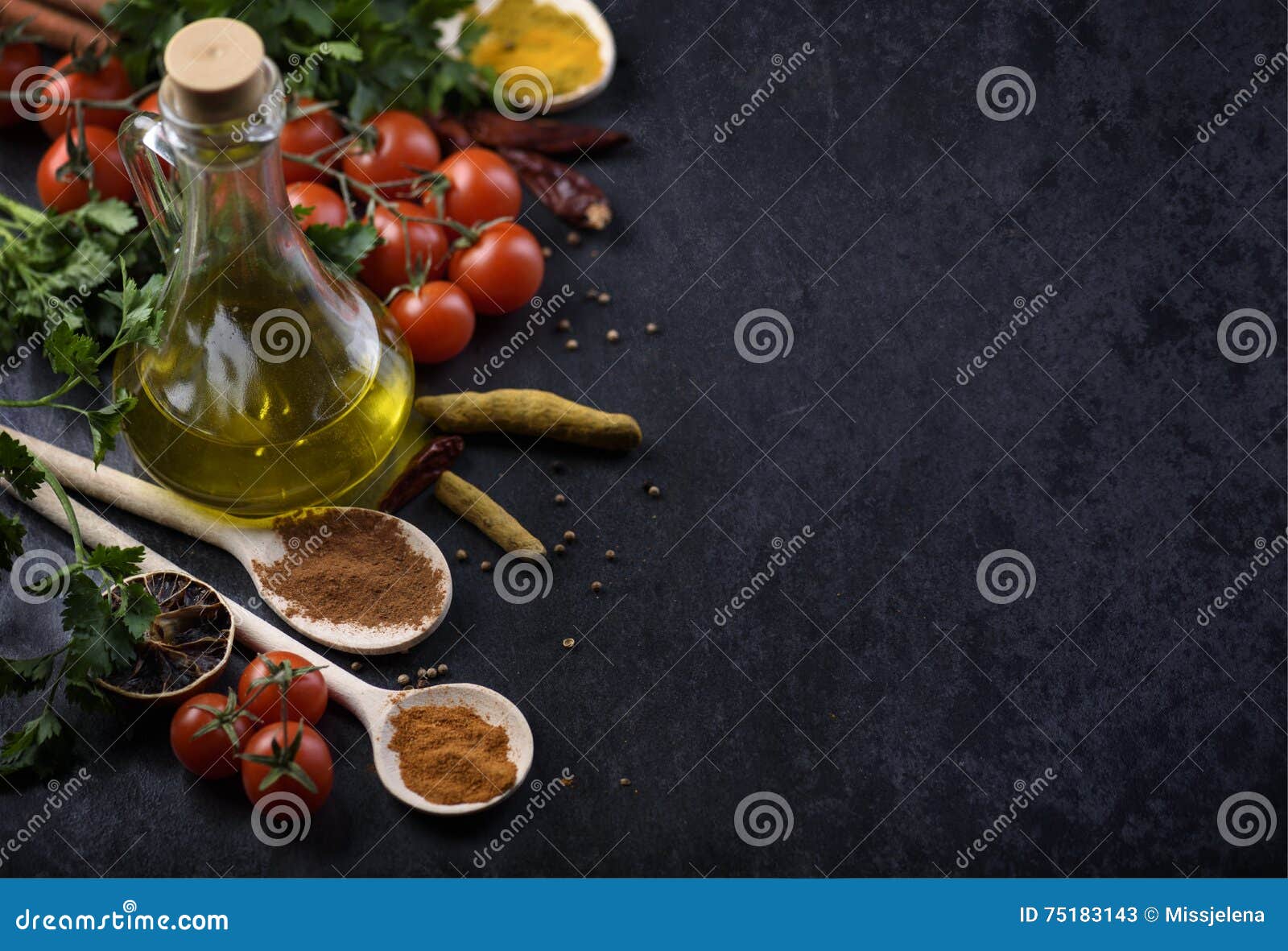 Food ingredients stock image. Image of copyspace, olive - 75183143