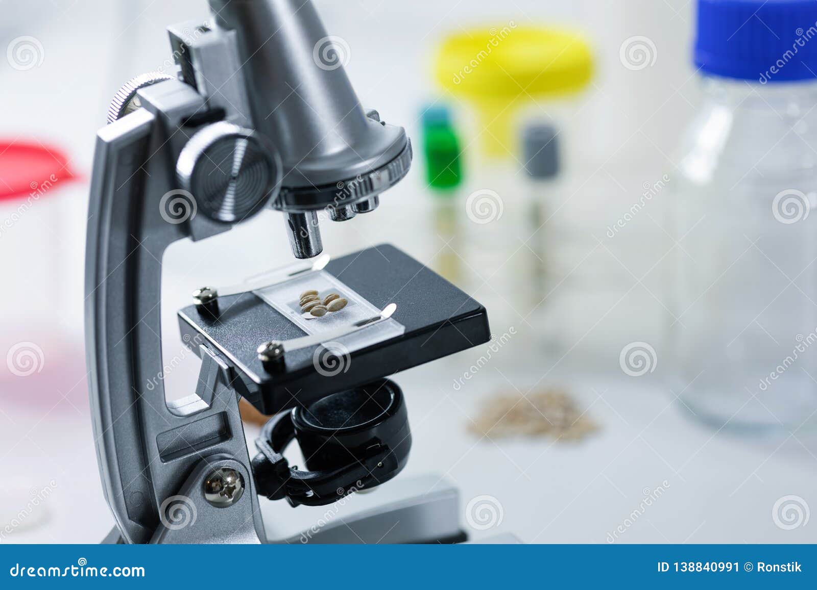 Food Inspection - Inspecting Grain Quality with Microscope Stock Image ...