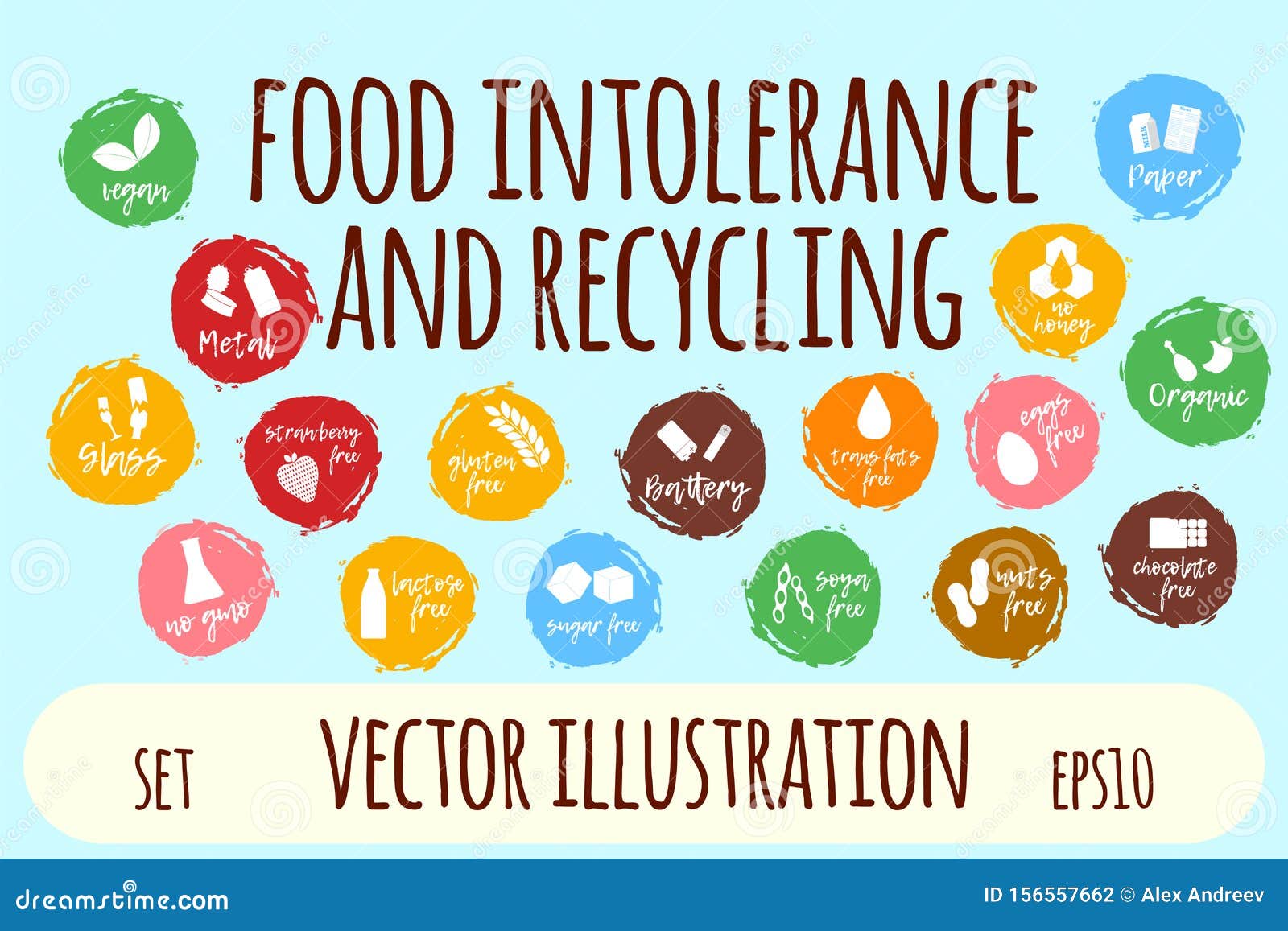 Food Intolerance Icons Cartoon Vector | CartoonDealer.com #41092759