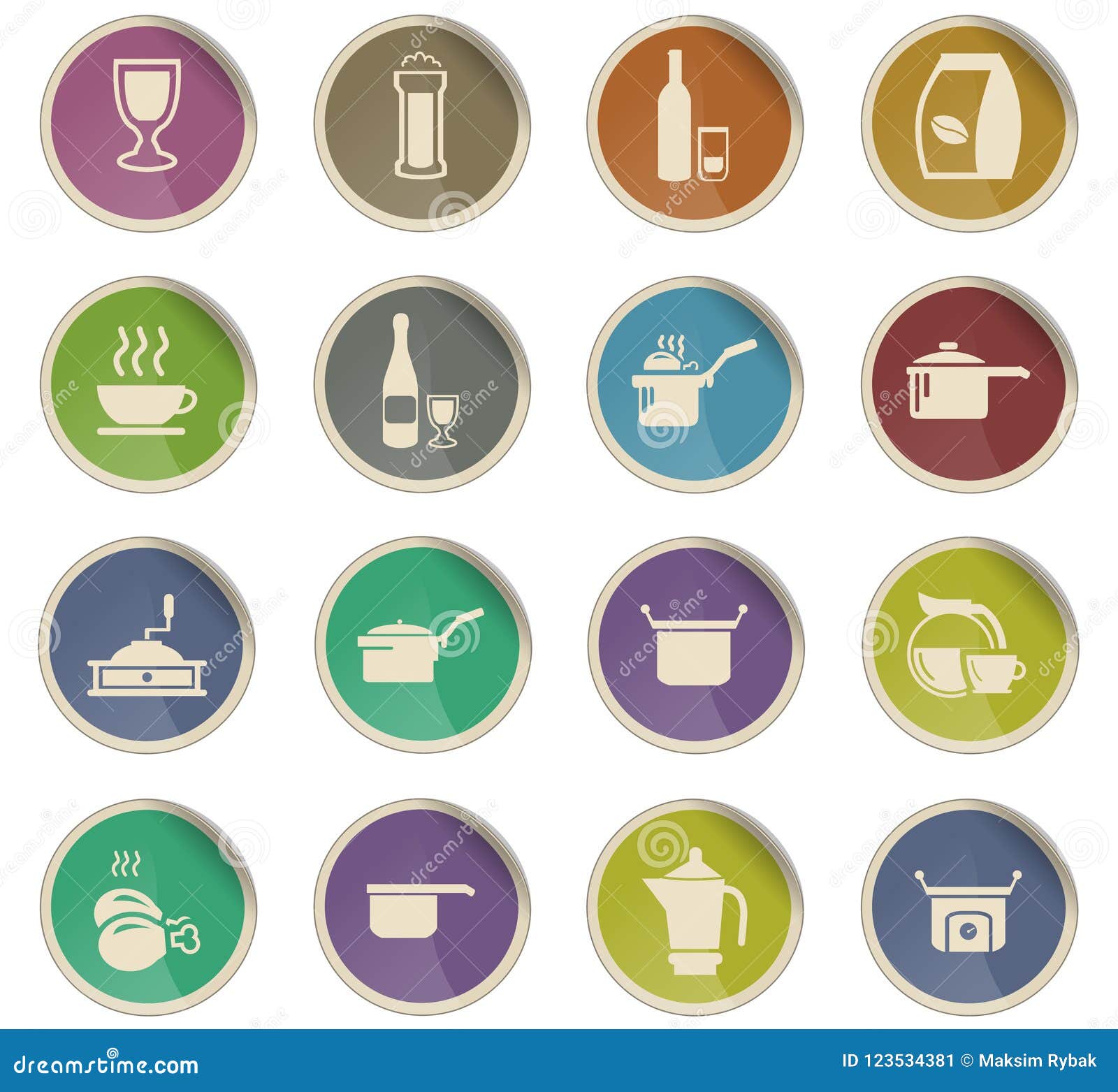 Food and kitchen icon set stock vector. Illustration of drink - 123534381