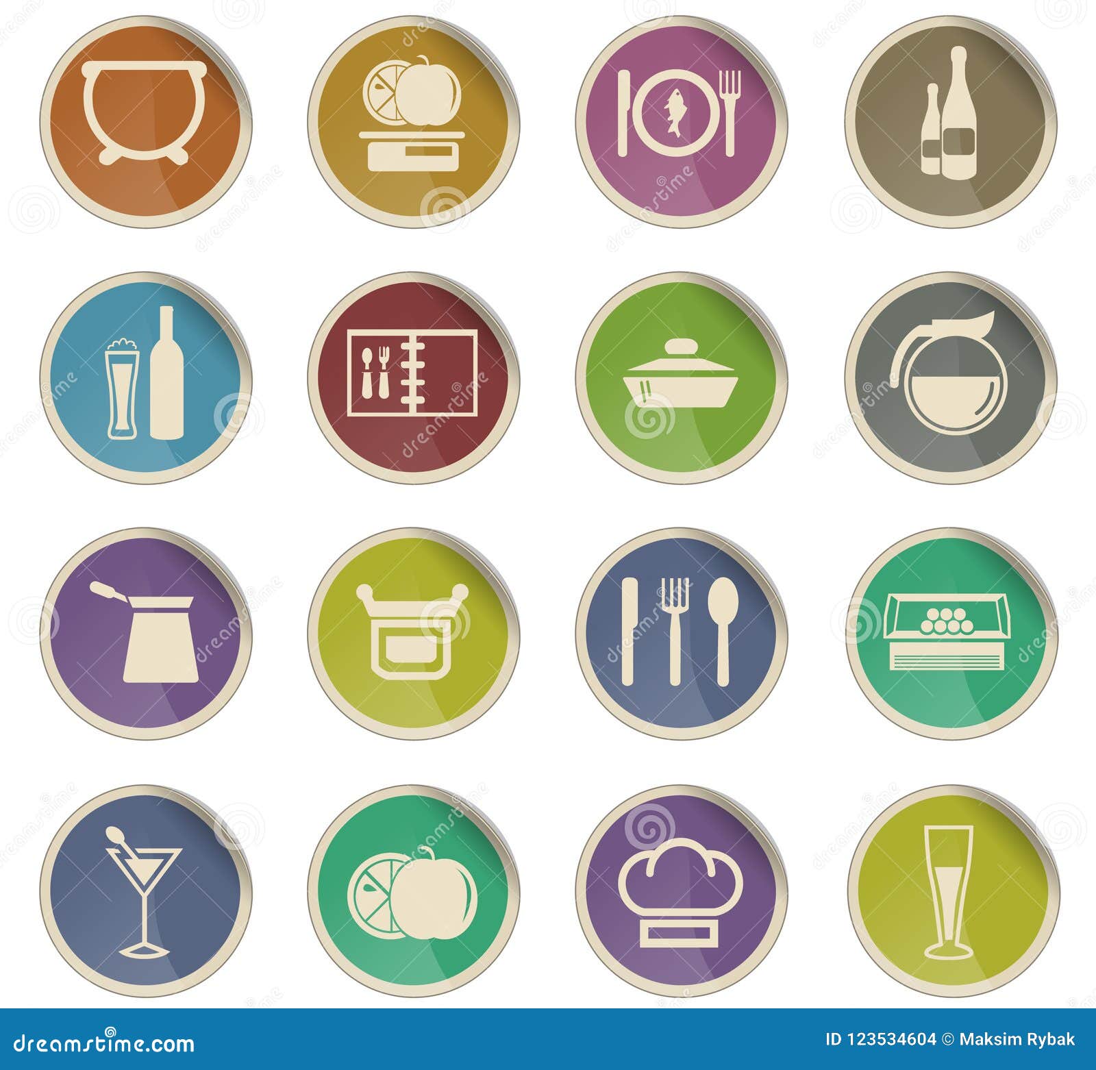 Food and kitchen icon set stock vector. Illustration of symbol - 123534604