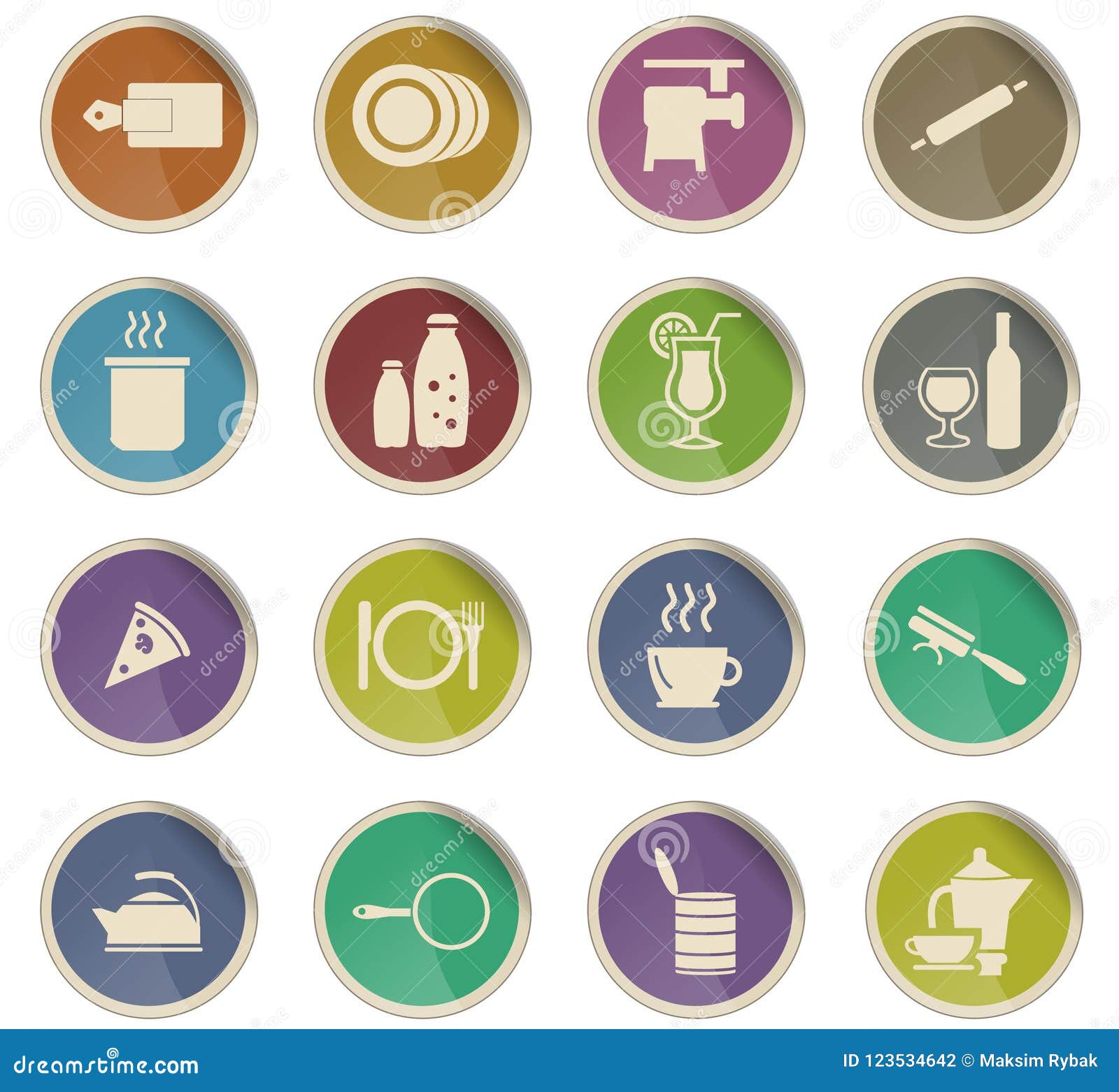 Food and kitchen icon set stock vector. Illustration of board - 123534642