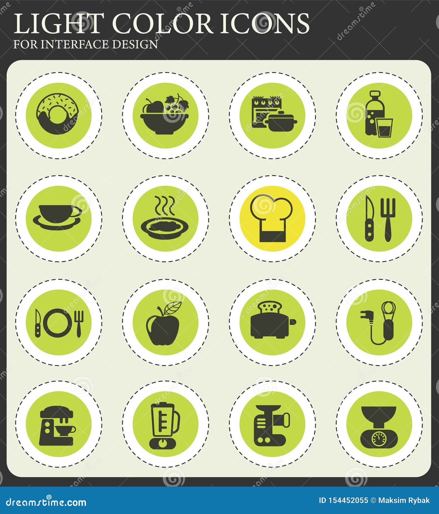 Food and kitchen icon set stock vector. Illustration of apple - 154452055
