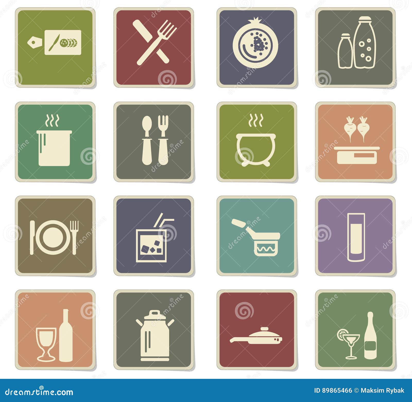 Food and kitchen icon set stock illustration. Illustration of glass ...