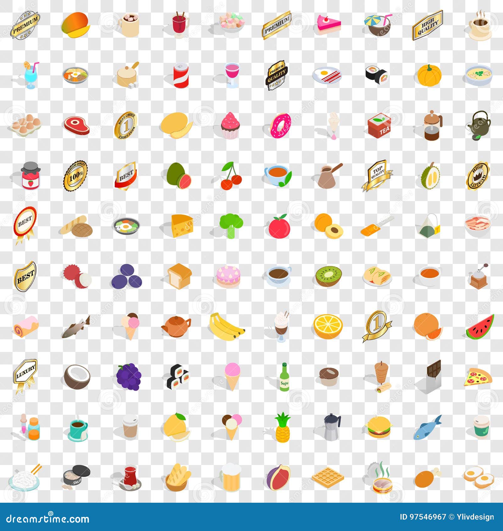 100 Food and Kitchen Icons Set, Isometric 3d Style Stock Vector ...