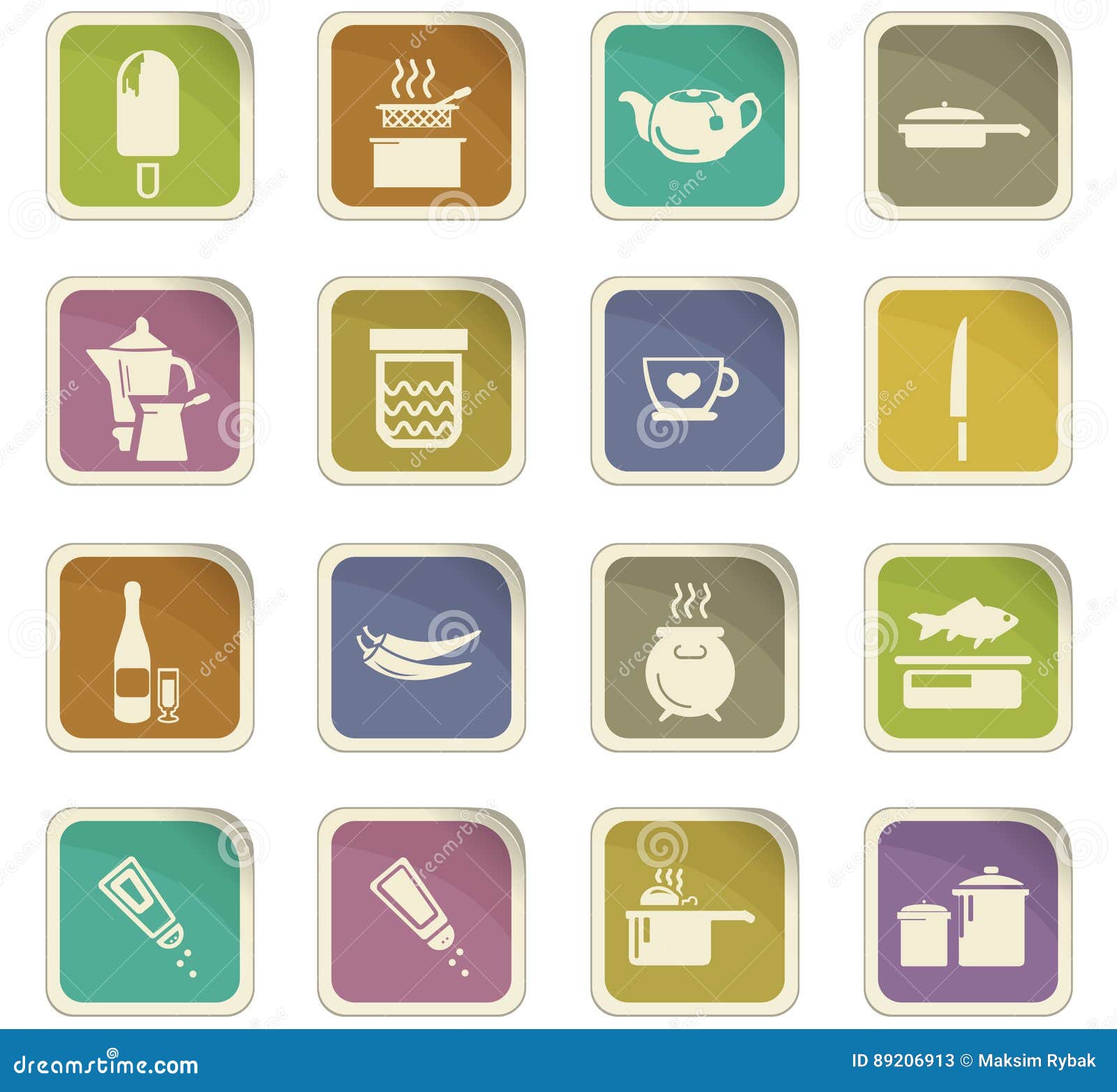 Food and kitchen icons set stock illustration. Illustration of dish ...