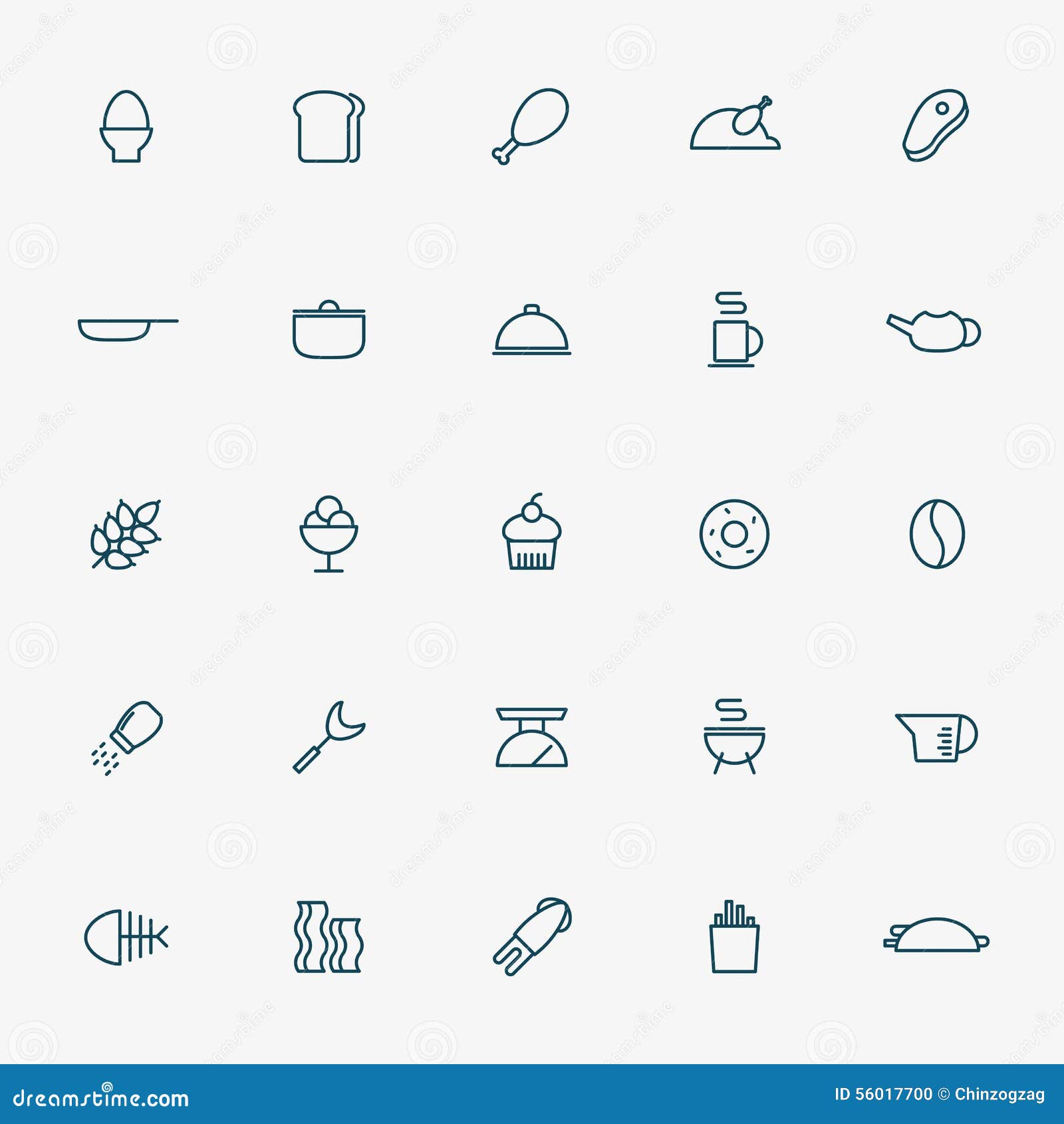 Kitchen Line Icons. Food Cooking Processes And Kitchen Utensils ...