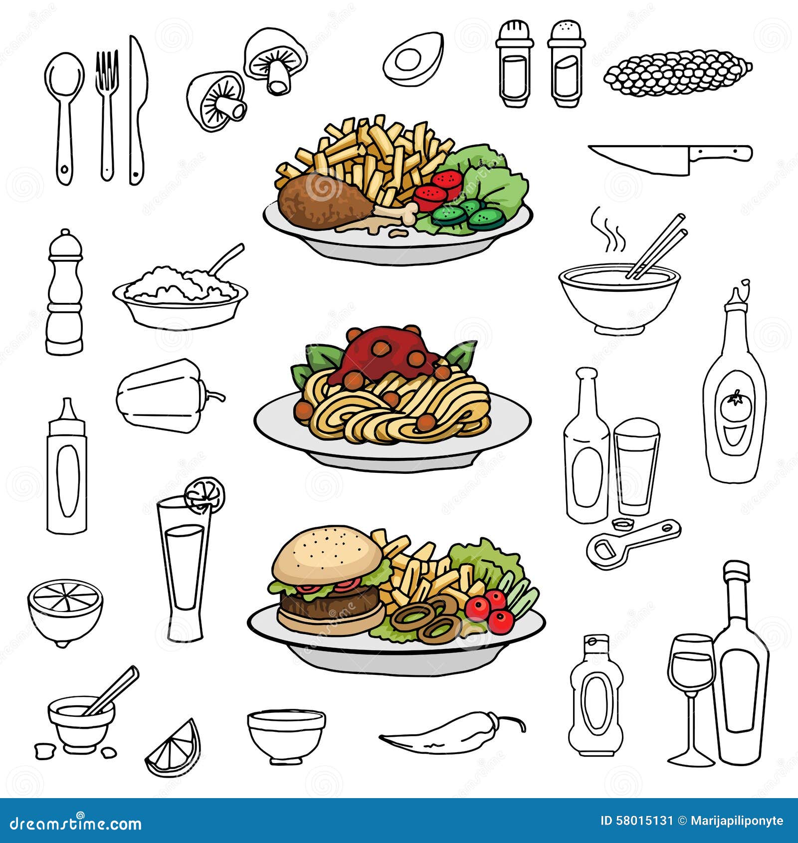 Food, Kitchen Related Items Stock Vector - Illustration of beverage ...