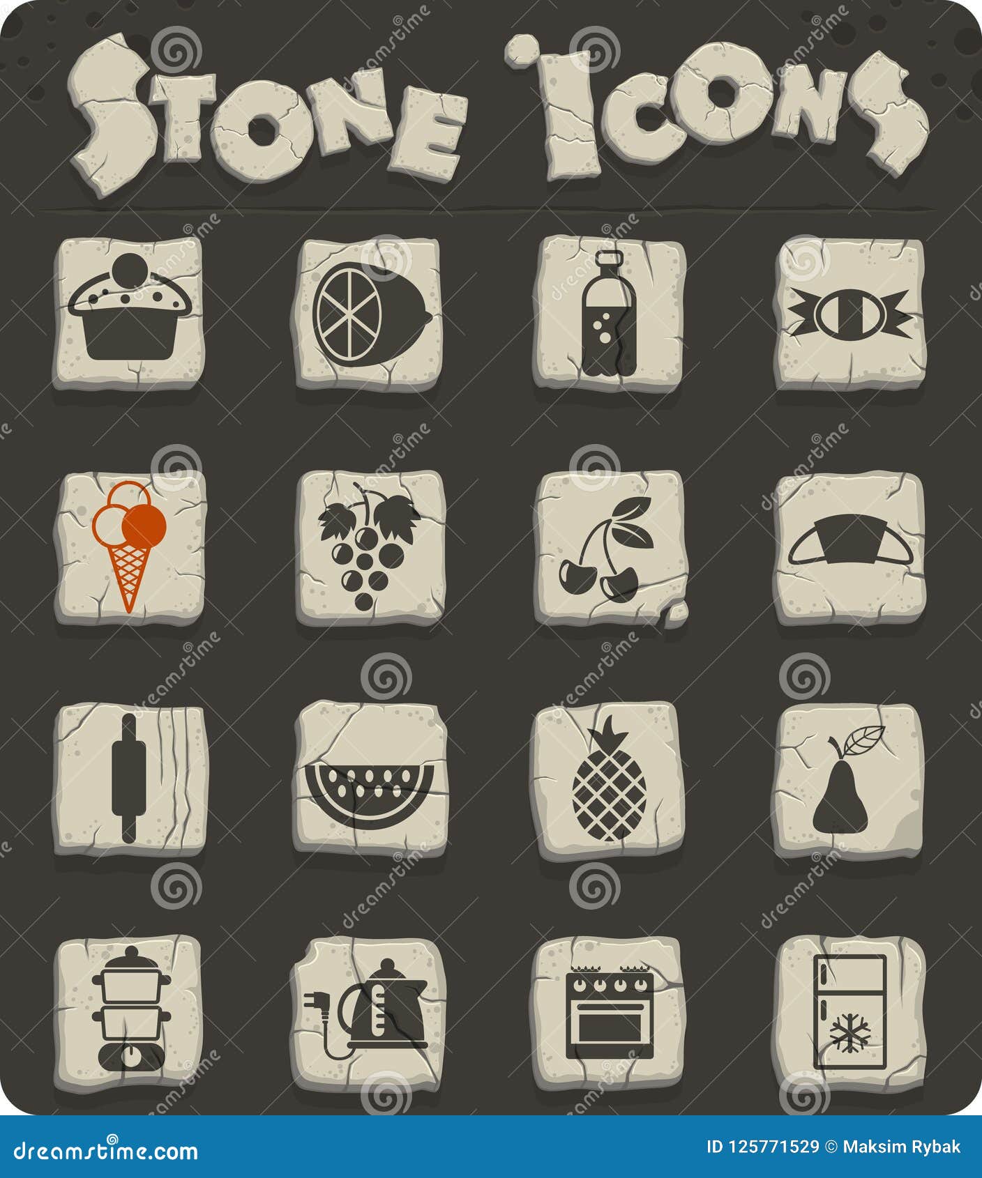 Food and kitchen icon set stock vector. Illustration of candy - 125771529