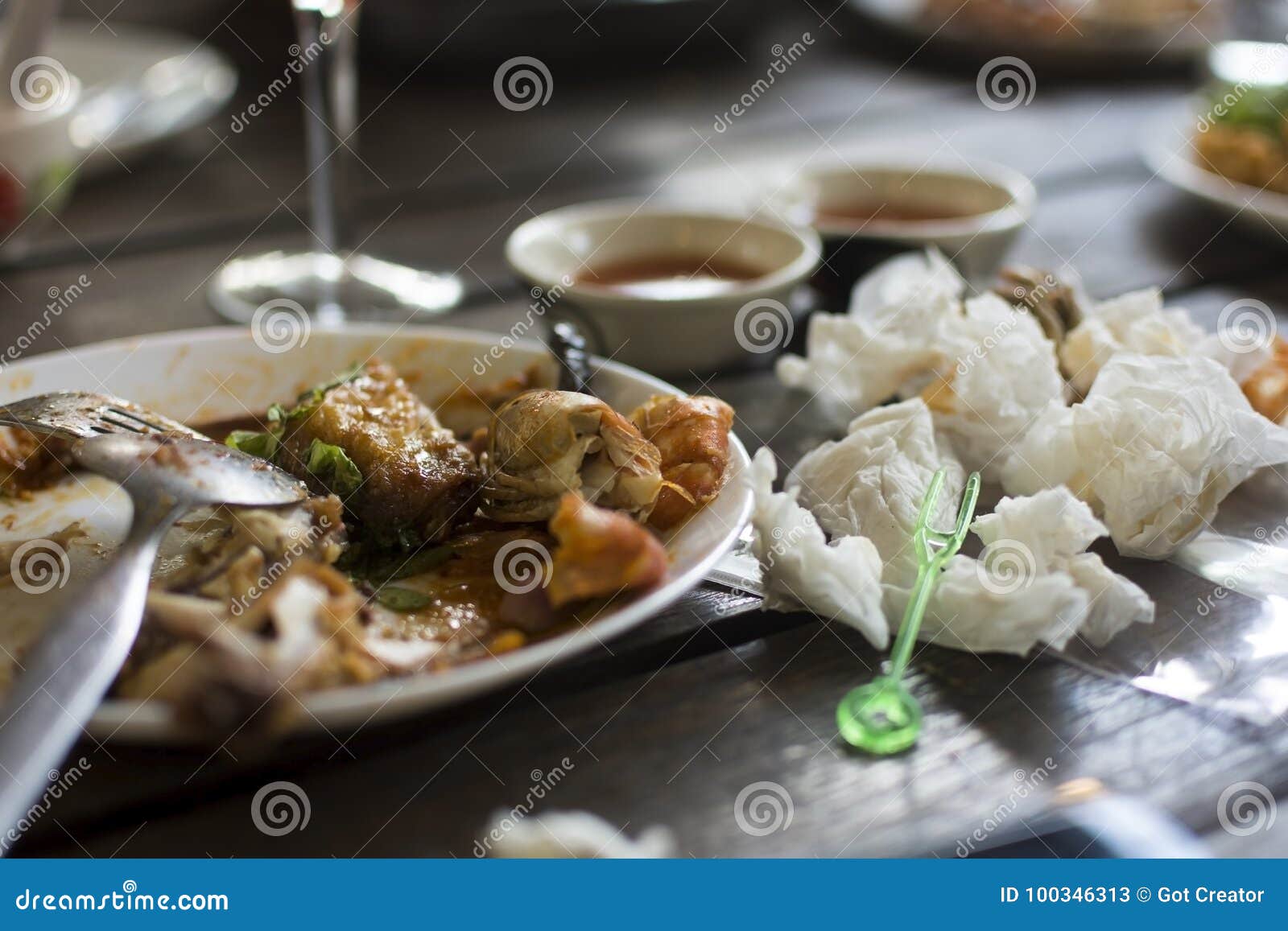 The Food Left in the Plate. Stock Image - Image of fork, dinner: 100346313