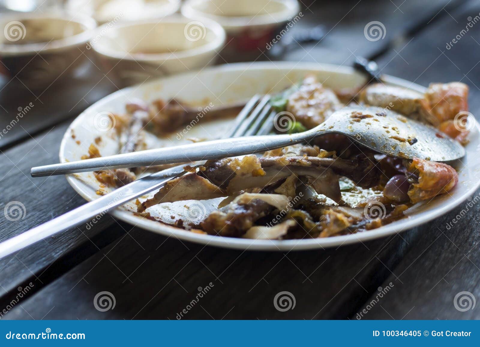 The Food Left in the Plate. Stock Image - Image of knife, dining: 100346405