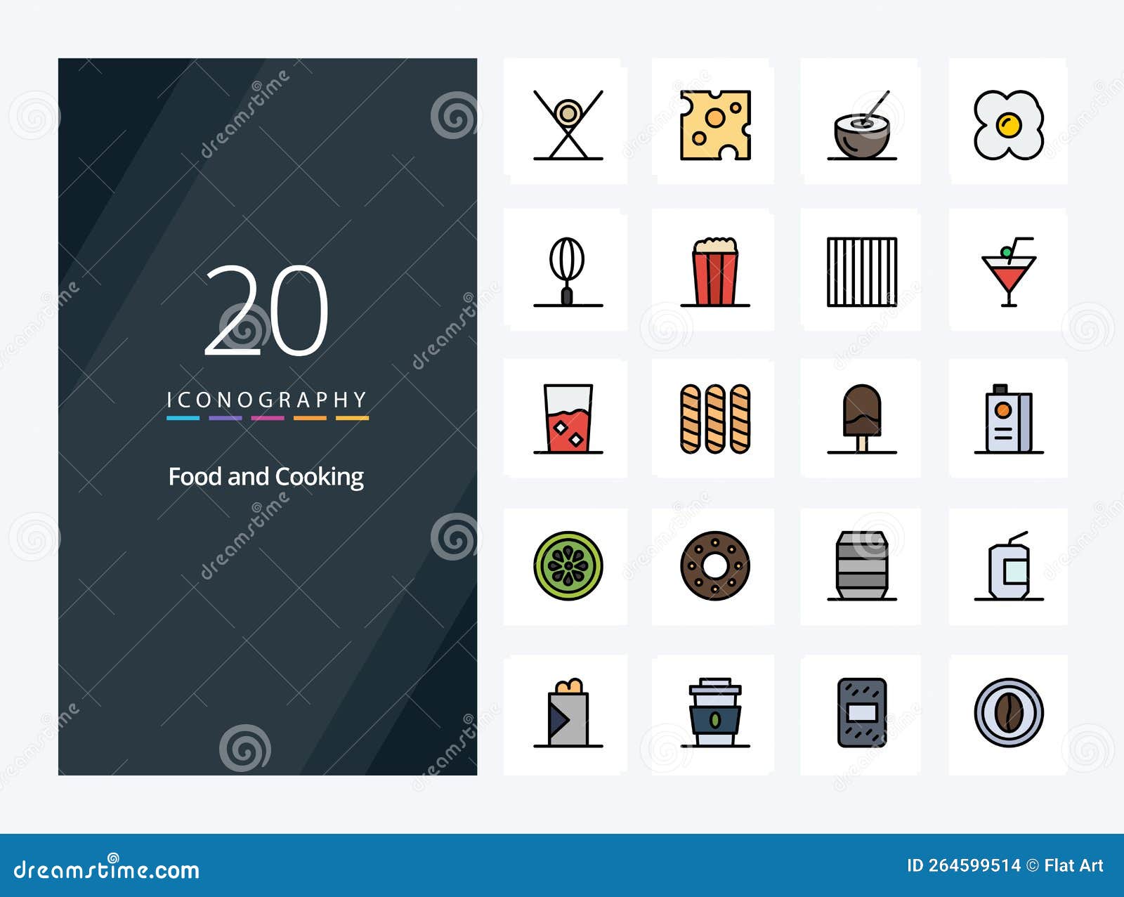 20 Food Line Filled Icon for Presentation Stock Vector - Illustration ...