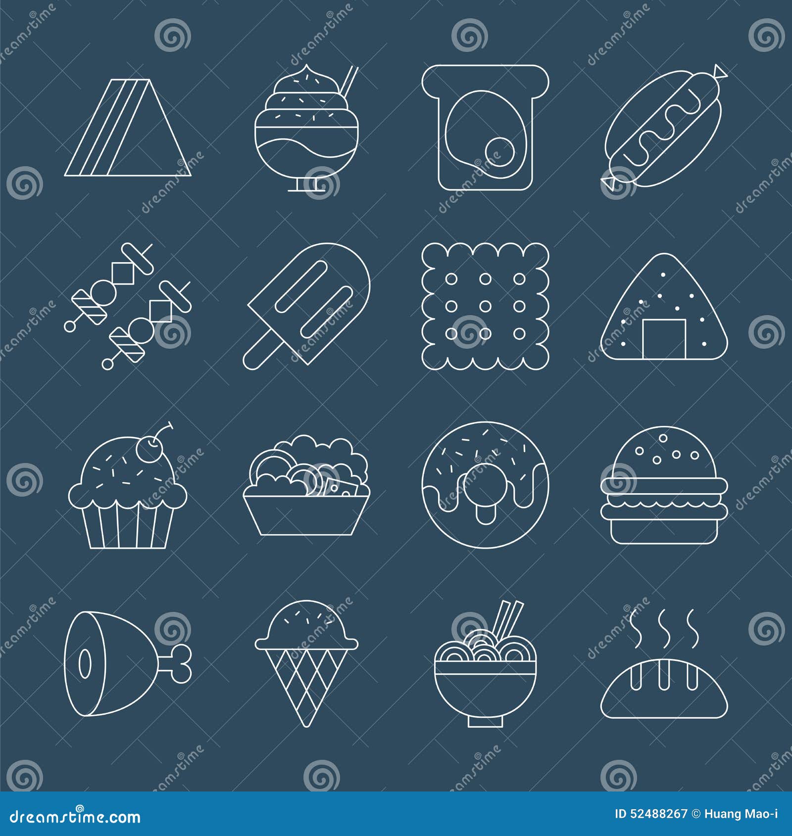 Food line icon set stock vector. Illustration of pictogram - 52488267