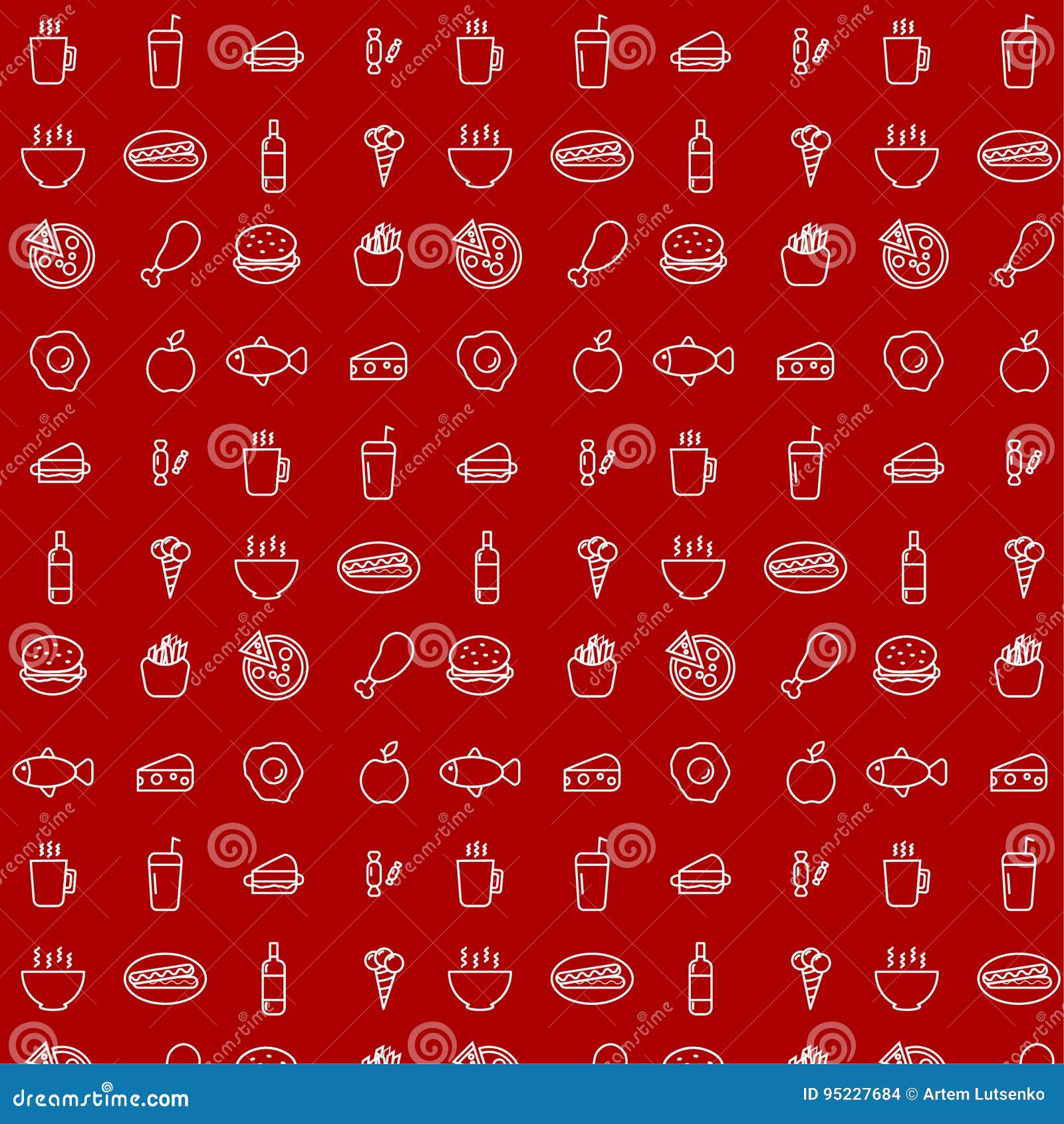 Food Line Icons Pattern , Design Illustration Stock Illustration ...