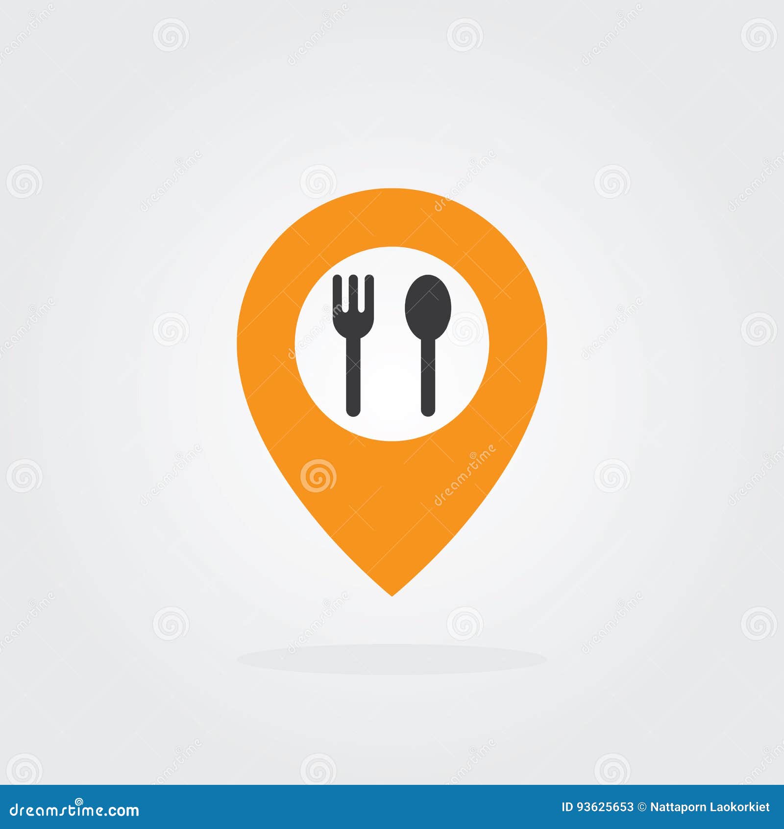 Food Location Pointer With Spoon And Fork Symbol Vector. Map Pointer ...