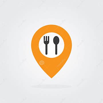Food Location Pointer with Spoon and Fork Symbol Vector. Map Pointer ...