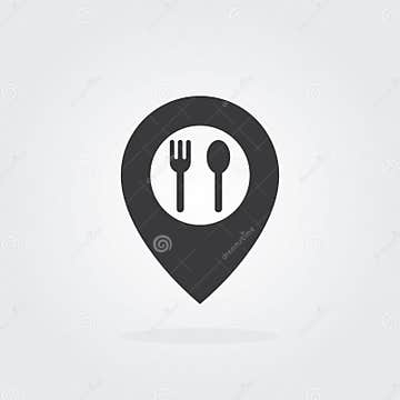 Food Location Pointer with Spoon and Fork Symbol Vector. Map Pointer ...